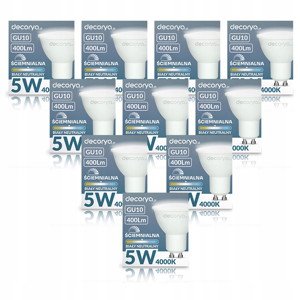 10X ŻARÓWKI LED GU10 BARWA NEUTRALNA ŚCIEMNIALNE (3548683352261) • Cena, Opinie • Źródła światła ...