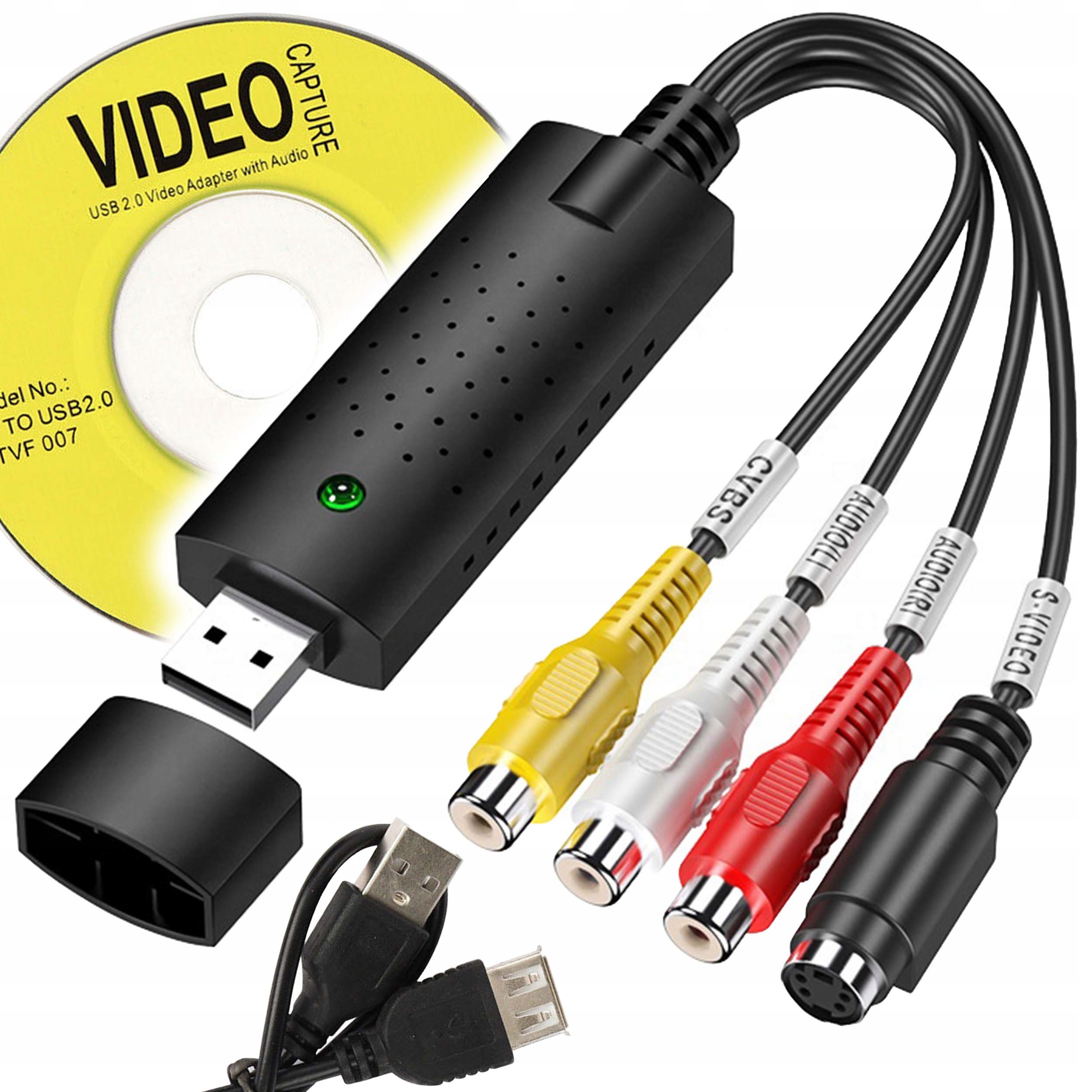 VIDEO GRABBER VHS USB EASYCAP PRZECHWYT ZGRYWANIE Z kaset NA kamery PC ...