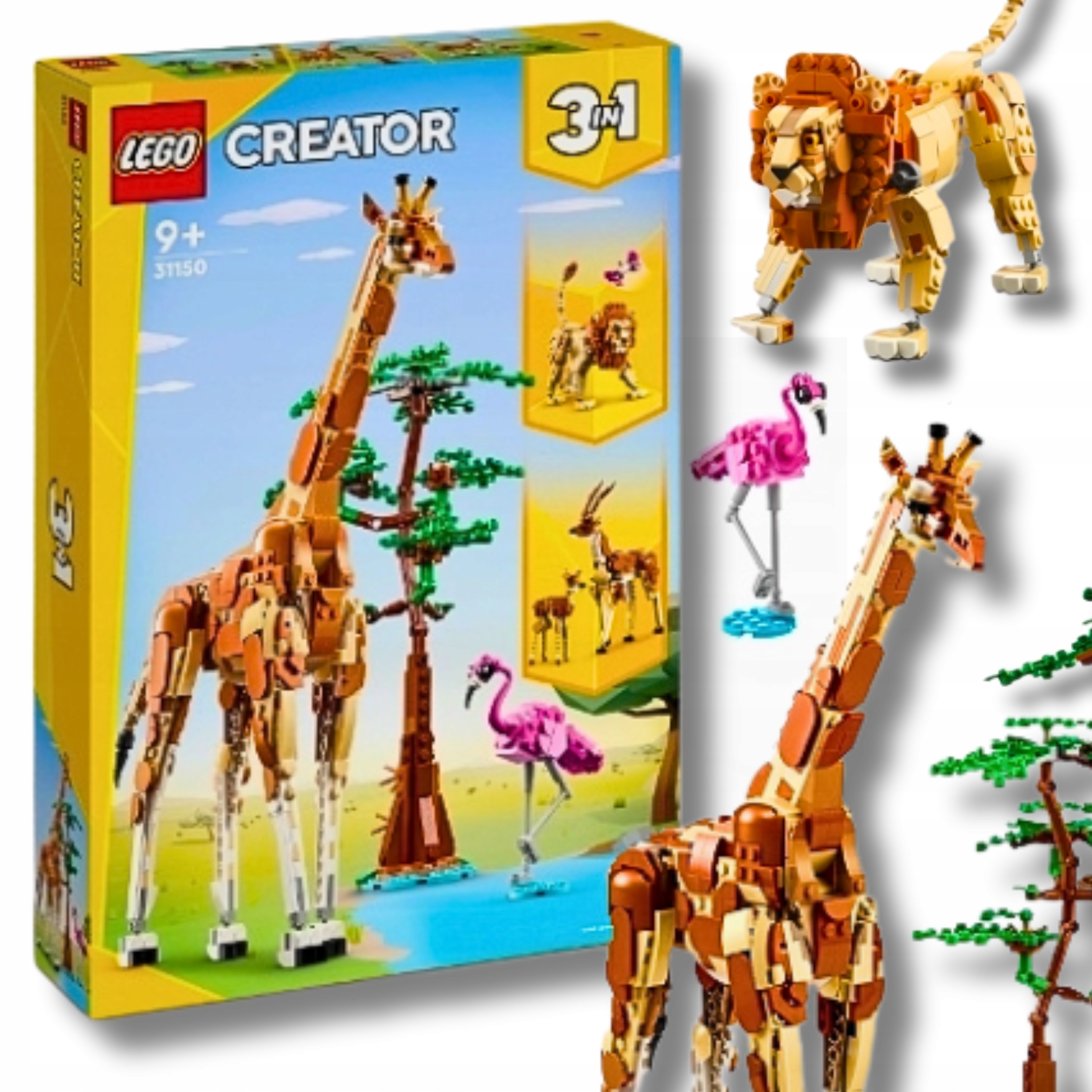 LEGO KLOCKI CREATOR 3W1 31150 ZWIERZĘTA SAFARI Żyrafa Gazele Lew 790 ...