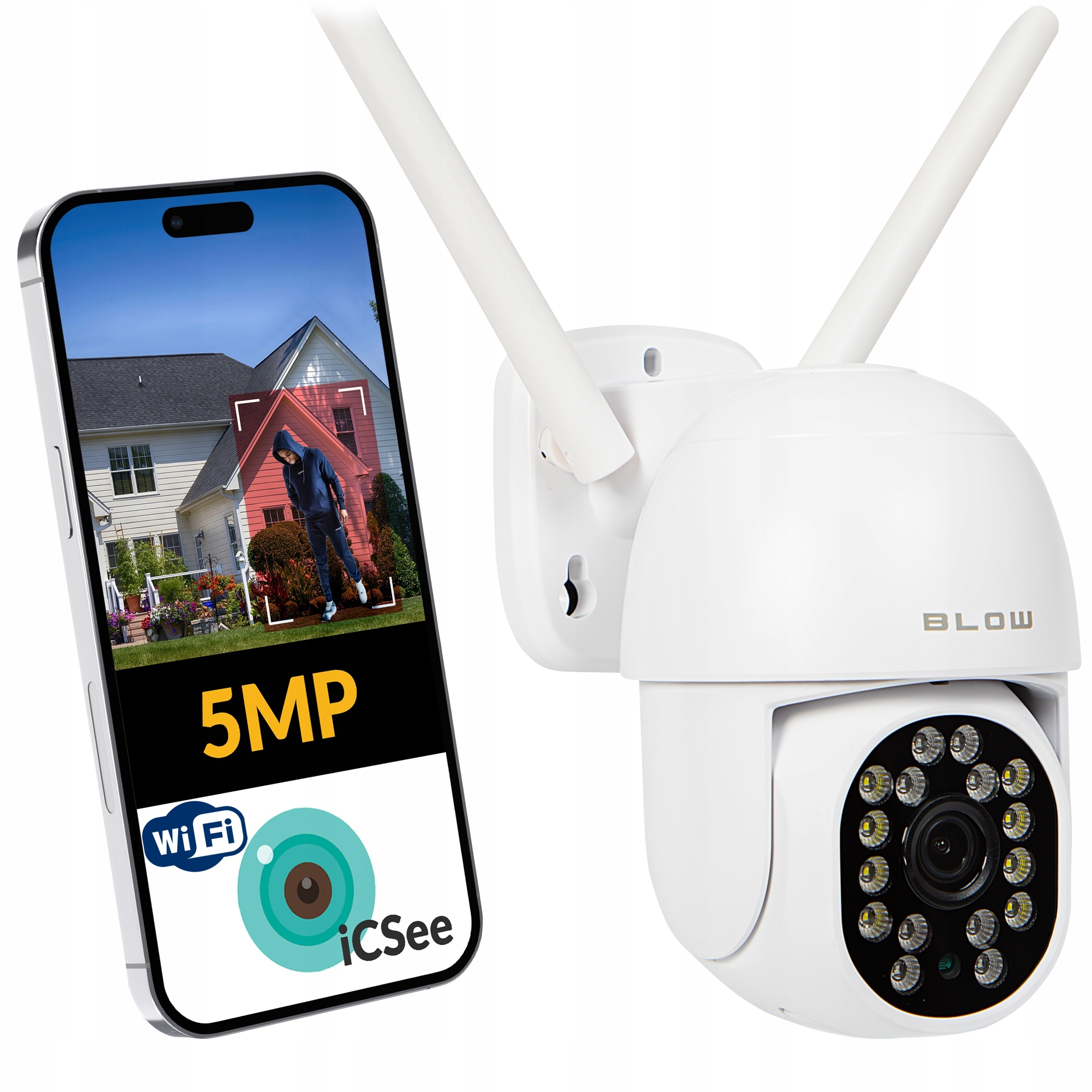 ZEWNĘTRZNA OBROTOWA KAMERA BLOW WIFI IP 5MP ULTRA HD AUDIO SMART IP66 ICSEE - Sklep, Opinie ...