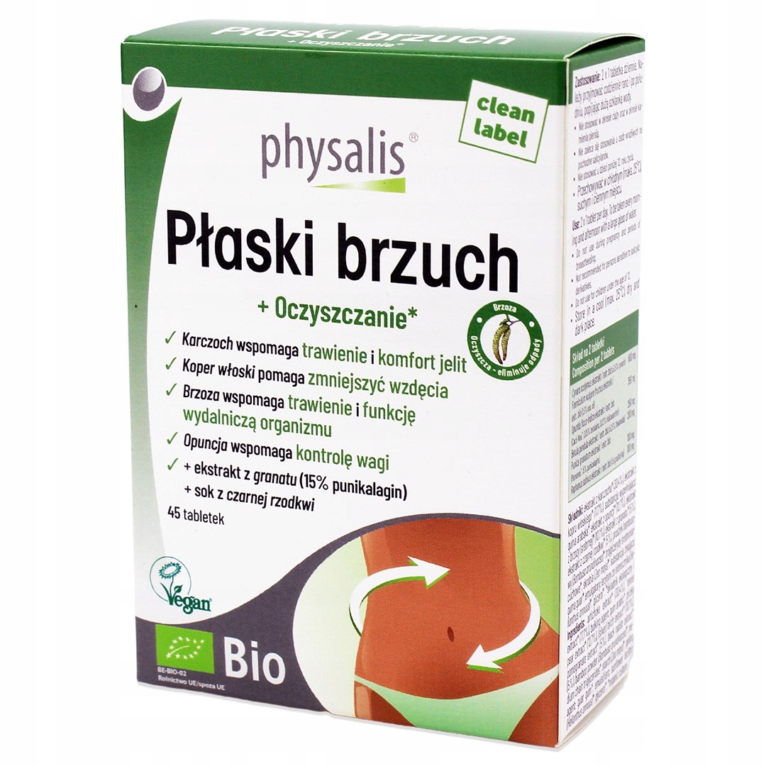 TABLETKI NA PŁASKI BRZUCH BIO 45 szt. - PHYSALIS (5412360022854) • Cena ...