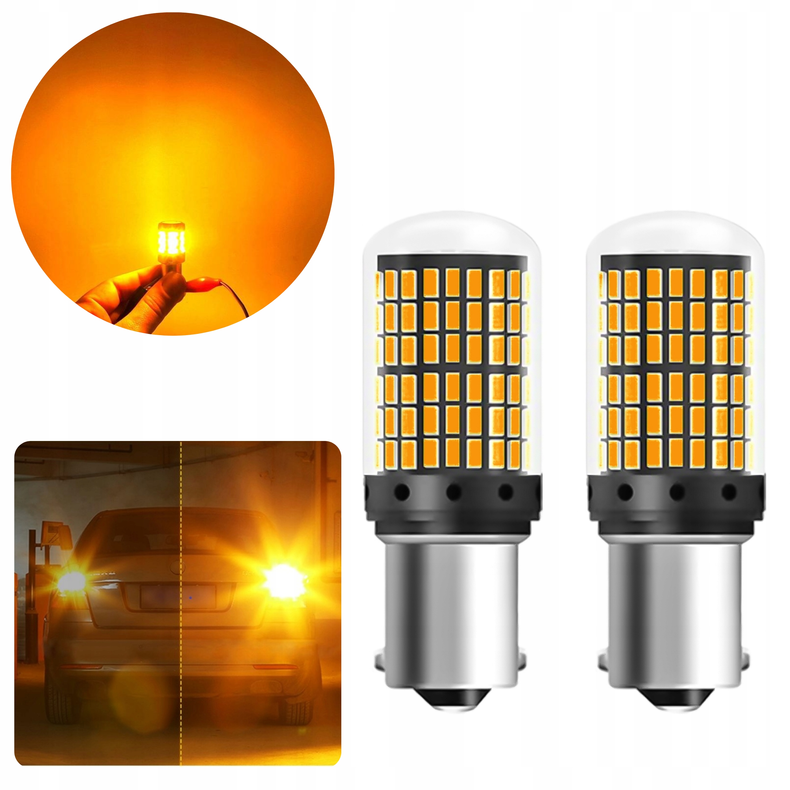 ZESTAW 2 SZTUK ŻARÓWKA LED POMARAŃCZOWA PY21W BAU15S CAN-BUS ... ZESTAW 2 SZTUK ŻARÓWKA LED POMARAŃCZOWA PY21W BAU15S CAN-BUS ...