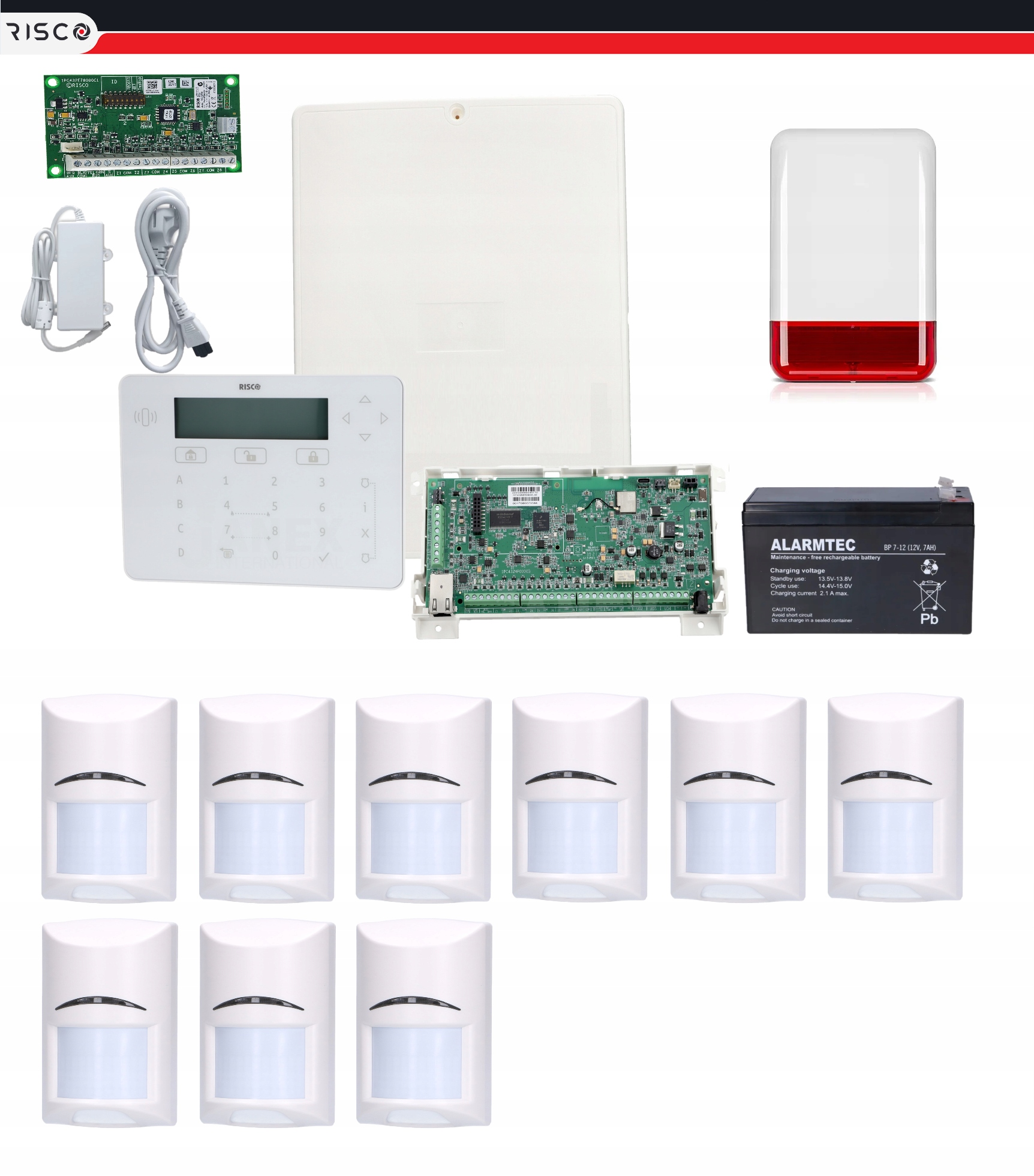 SYSTEM ALARMOWY LIGHTSYS PLUS RISCO ZESTAW 9 PIR WIFI DO DOMU SKLEPU ...