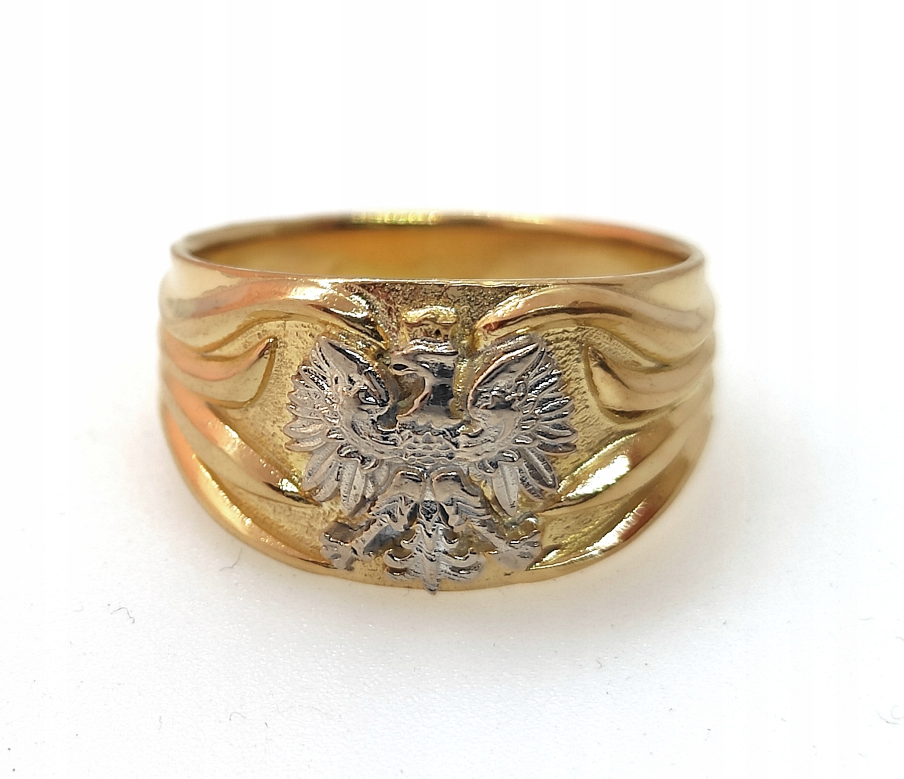 Złoty sygnet patriotyczny z orłem pr.0,585 • Cena, Opinie - Allegro