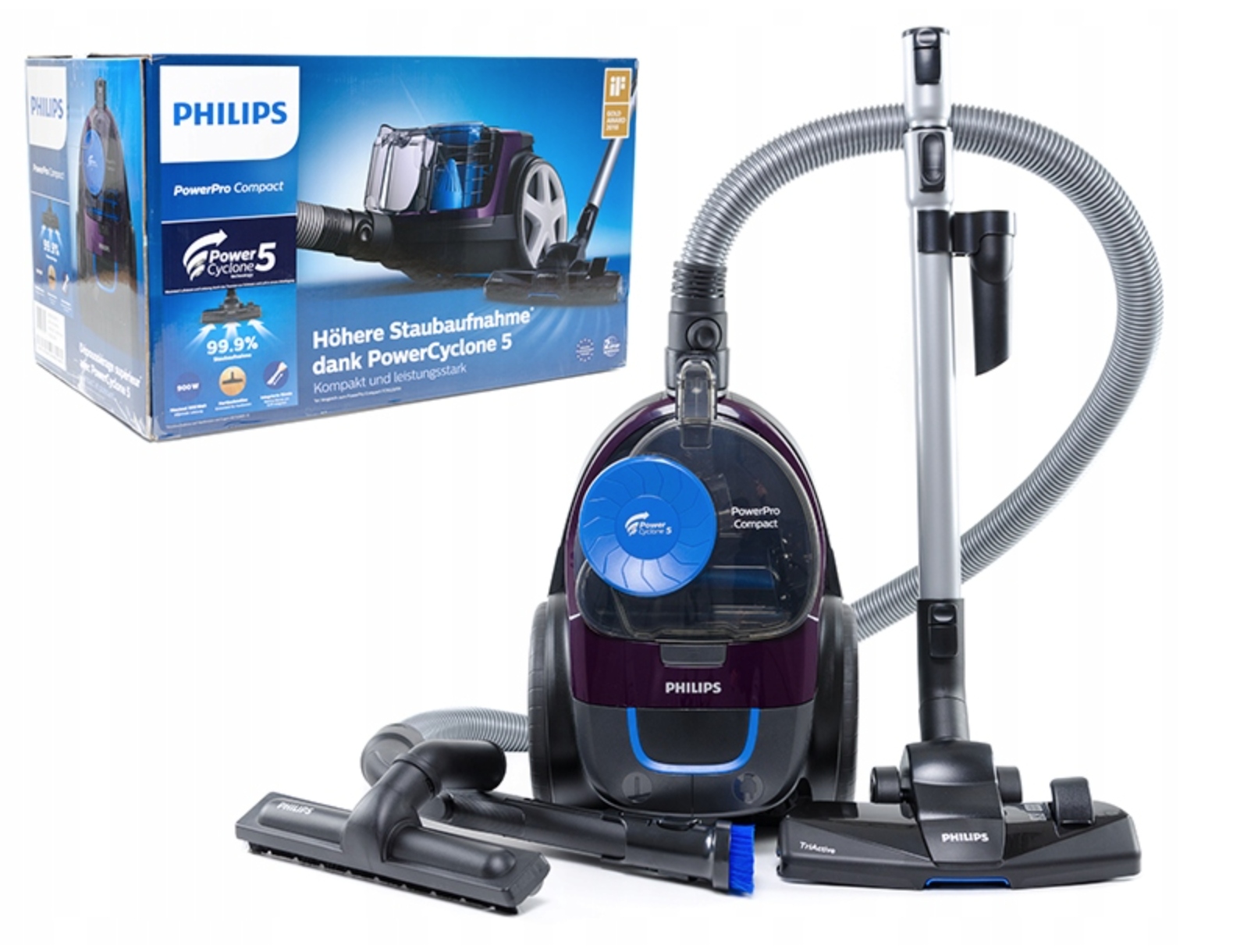 Odkurzacz bezworkowy 900W Philips PowerPro Compact Seria 3000 FC9333/09 ...