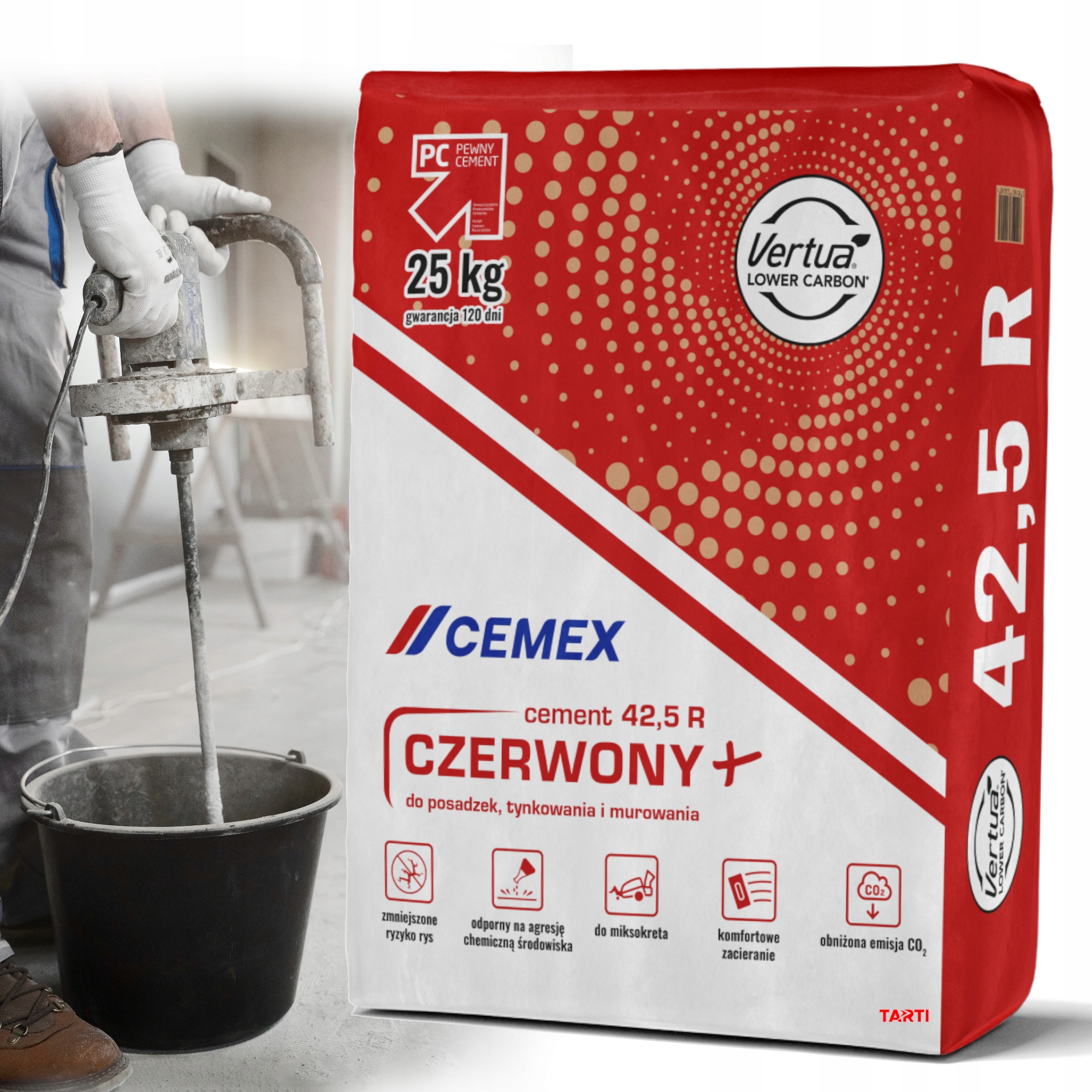 Cement CEM I 42,5 R CEMEX czerwony 25kg (5901867300201) • Cena, Opinie ...