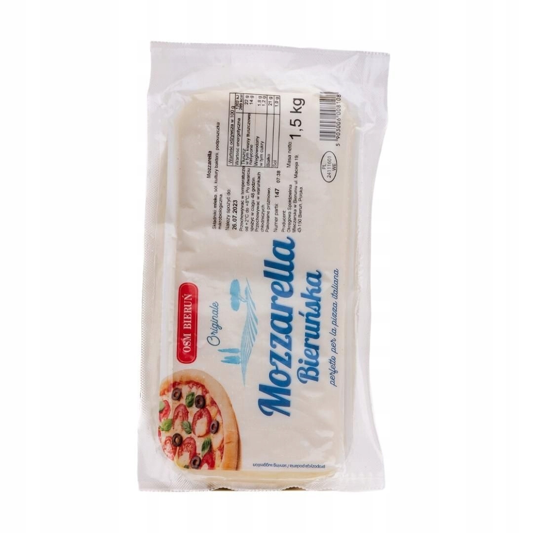 Ser mozzarella do pizzy w kawałku 1,5 kg OSM Bieruń polski ...