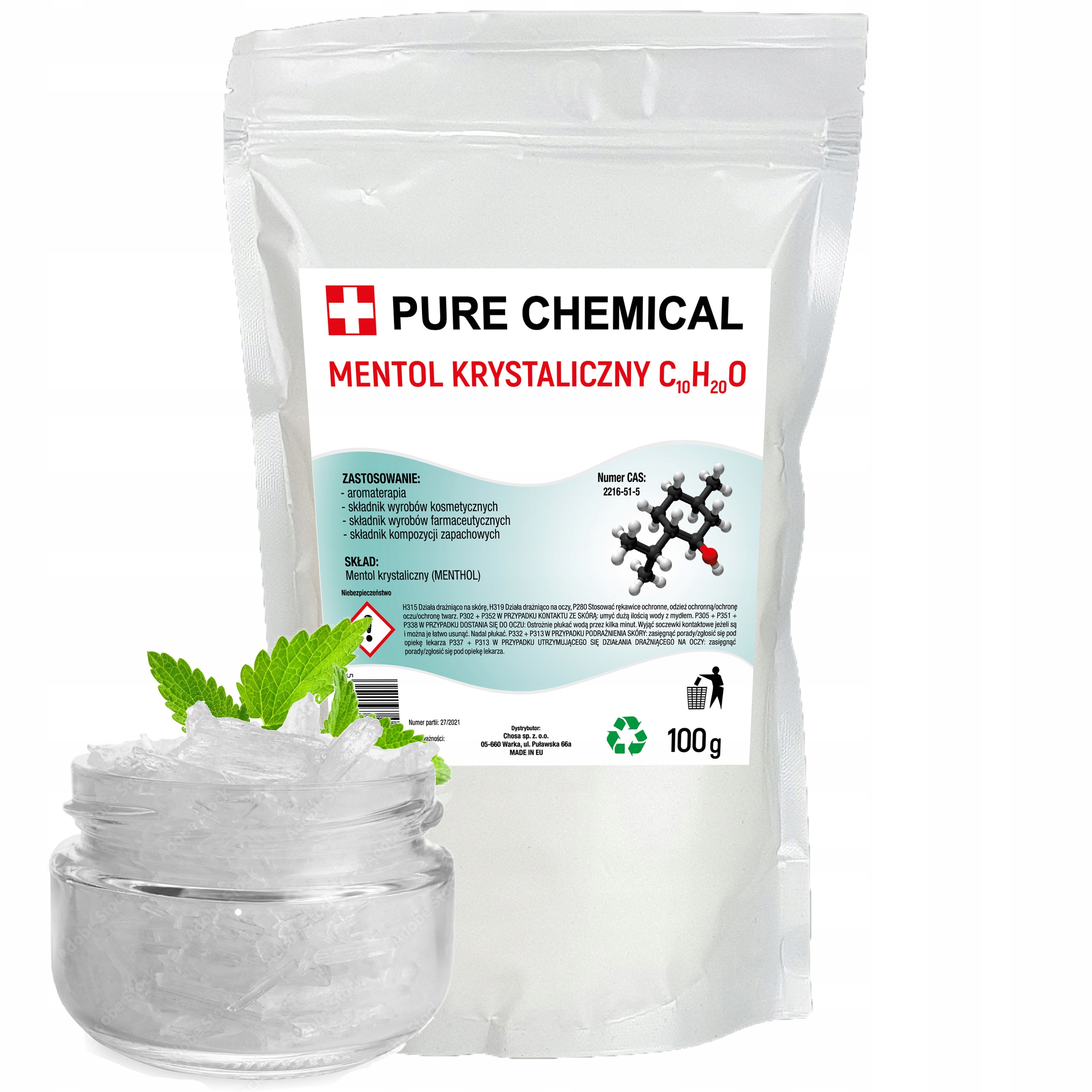 Krystalický mentol Pure Chemical 100 g čistota 99,99 % - Allegro