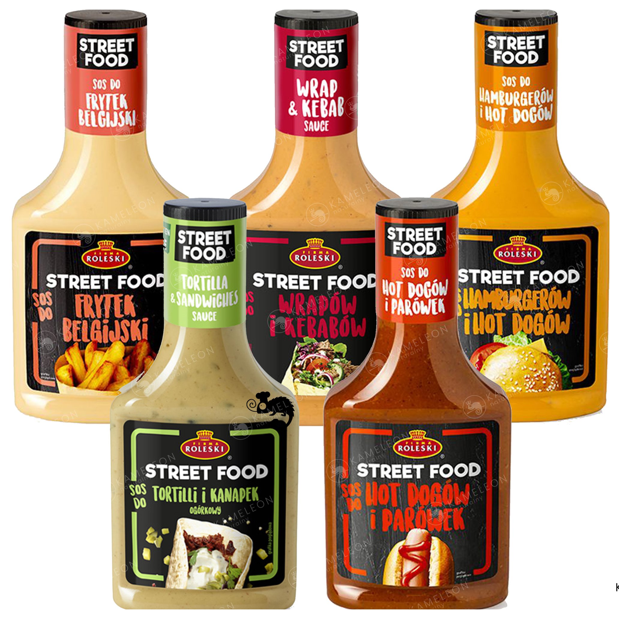 5x SOS STREET FOOD DO HAMBURGERÓW HOT DOGÓW KEBABÓW FRYTEK zestaw ...