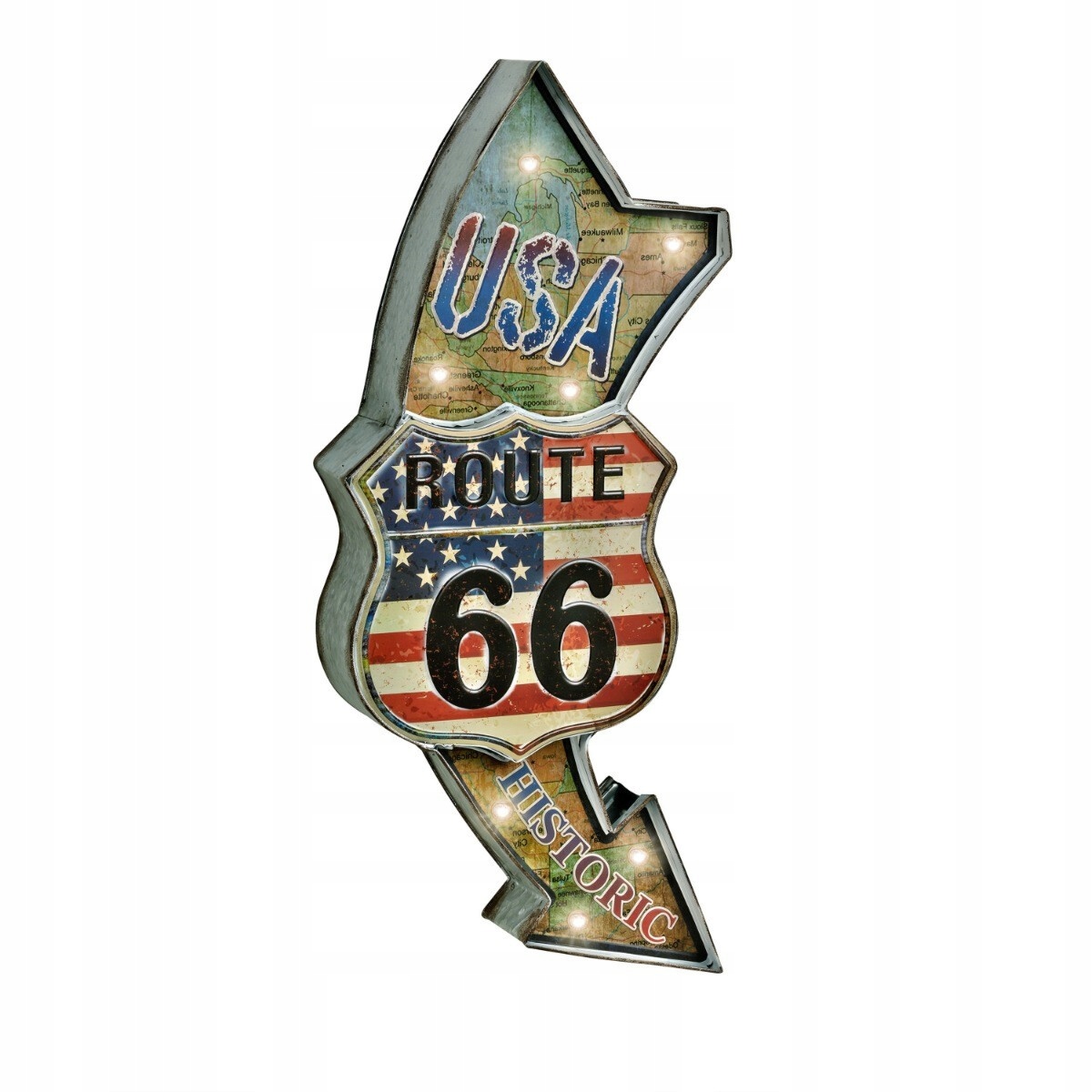 3D Világító Cégtábla, US Route 66 LED, ajándék, sláger, dekoráció ...