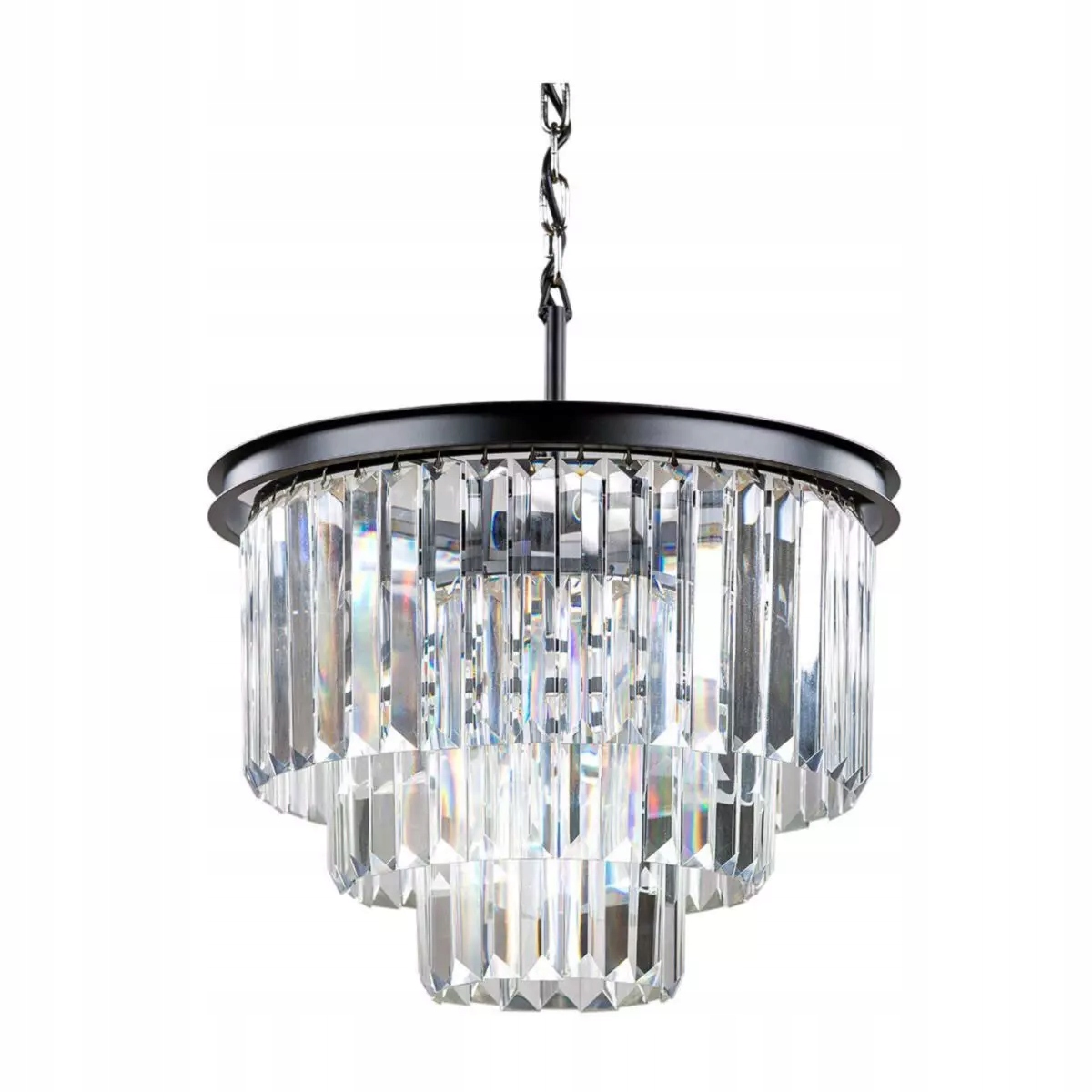 ALMI DECOR żyrandol kryształowy ODEON czarny kaskadowy 50CM metalowy ...