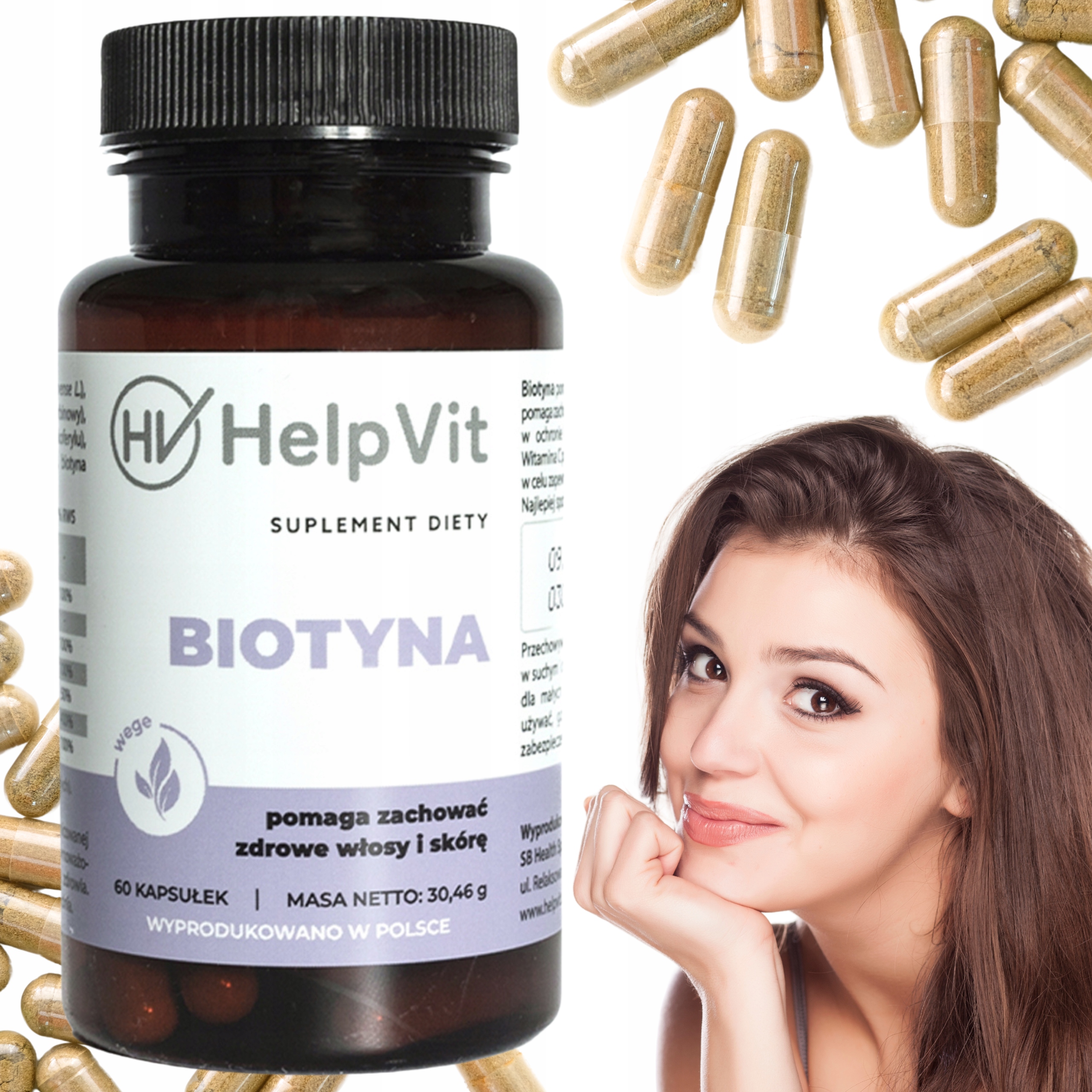 BIOTYNA NA WŁOSY PAZNOKCIE SKÓRĘ HELPVIT SUPLEMENT DIETY | 60 KAPSUŁEK ...