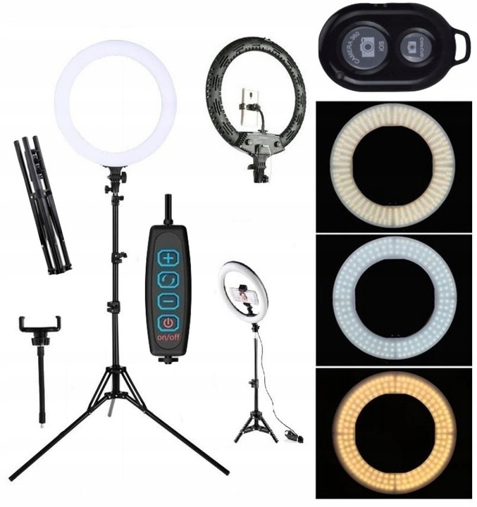 LAMPA PIERŚCIENIOWA 30 CM RING LED 65W DO NAGRYWANIA BLUETOOTH ZE ...