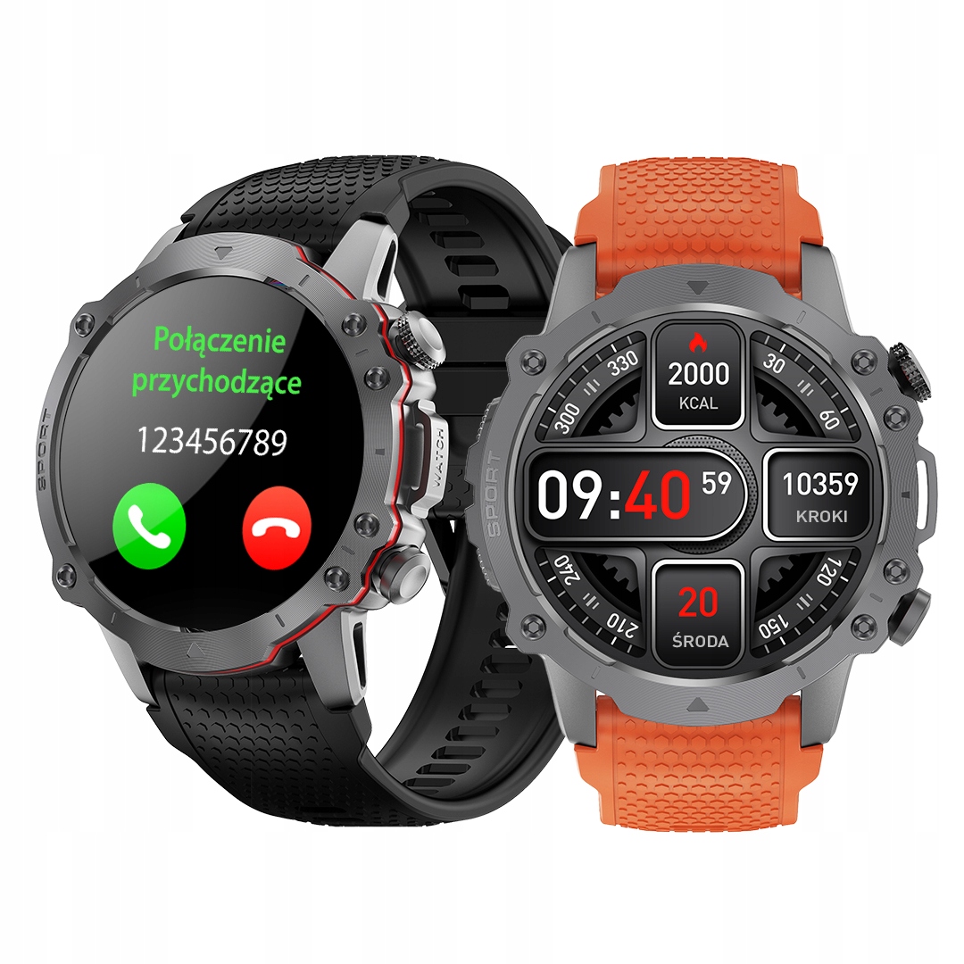 Zegarek smartwatch Kiano Sport męski rozmowy menu PL 2 paski w zestawie ...