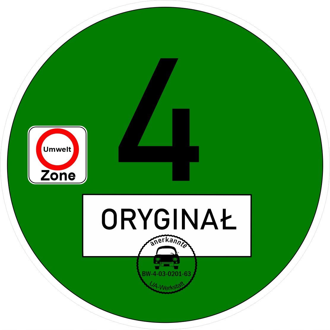 Plakietka ekologiczna Umweltzone EURO 4- ORYGINAŁ za 39.00PLN z Dęblin ...