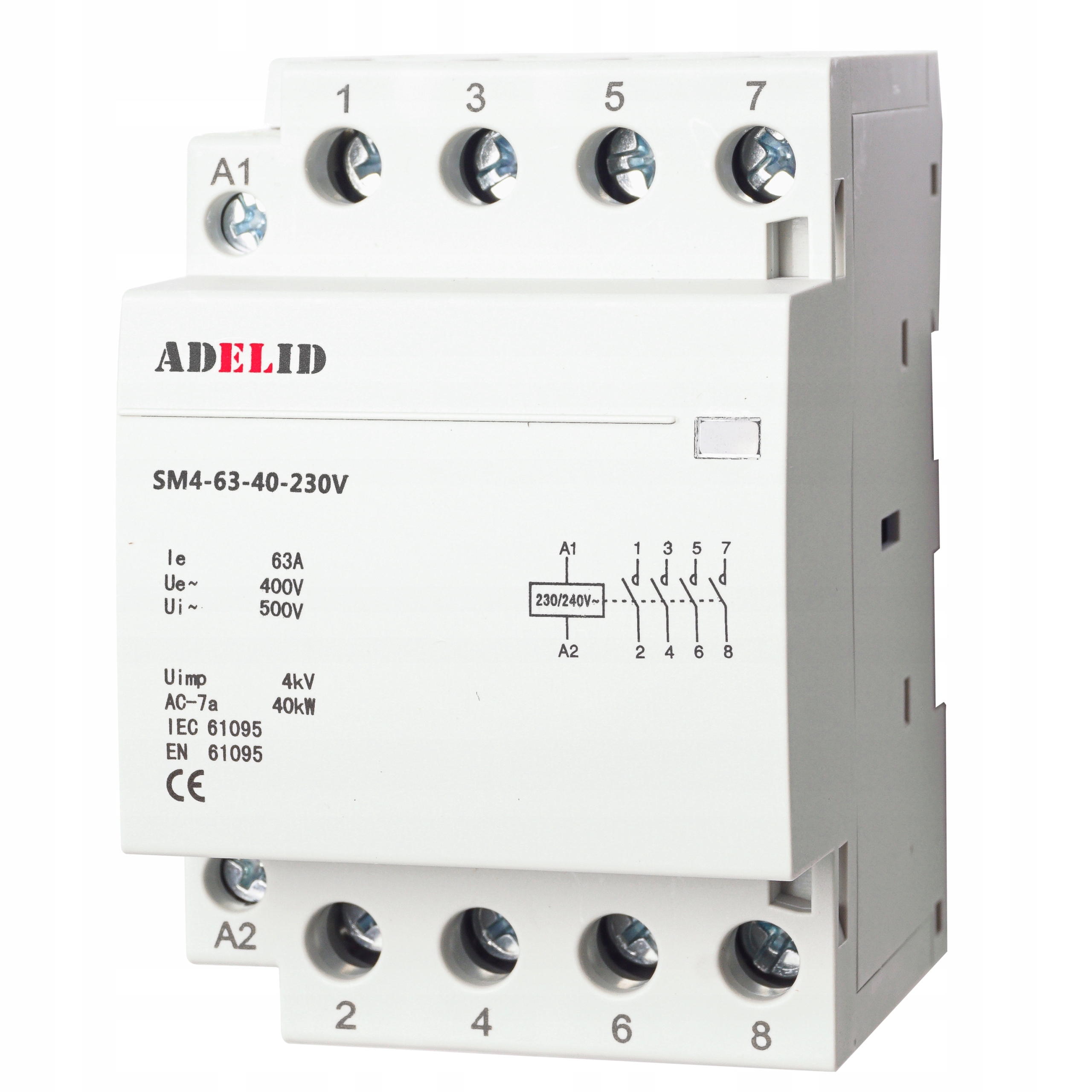 STYCZNIK MODUŁOWY 63-40 230V 63A 3P 4Z 3-FAZ 40A (5900378902232) • Cena ...