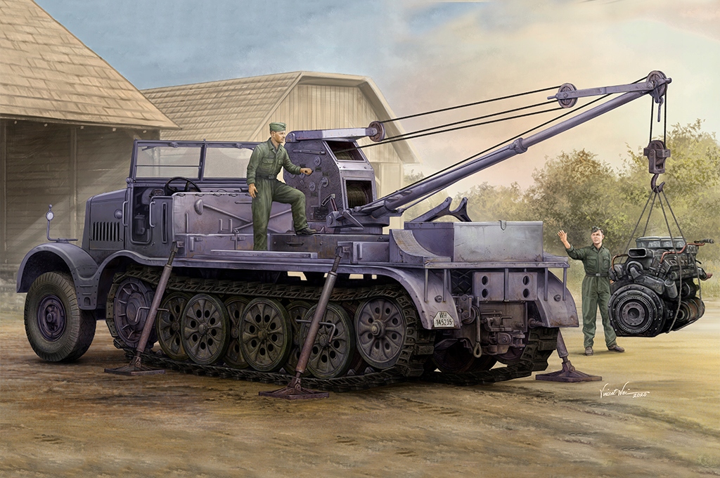 Schwerer Zugkraftwagen 18 t with 6 t Billstein-Crane Trumpeter 09576 1/ ...