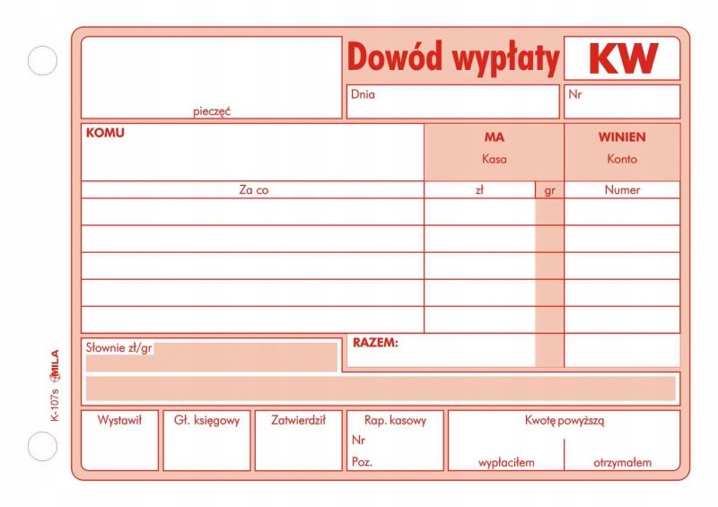 Druk DOWÓD WYPŁATY KW A6, 80 kartek (--) • Cena, Opinie • Druki ...