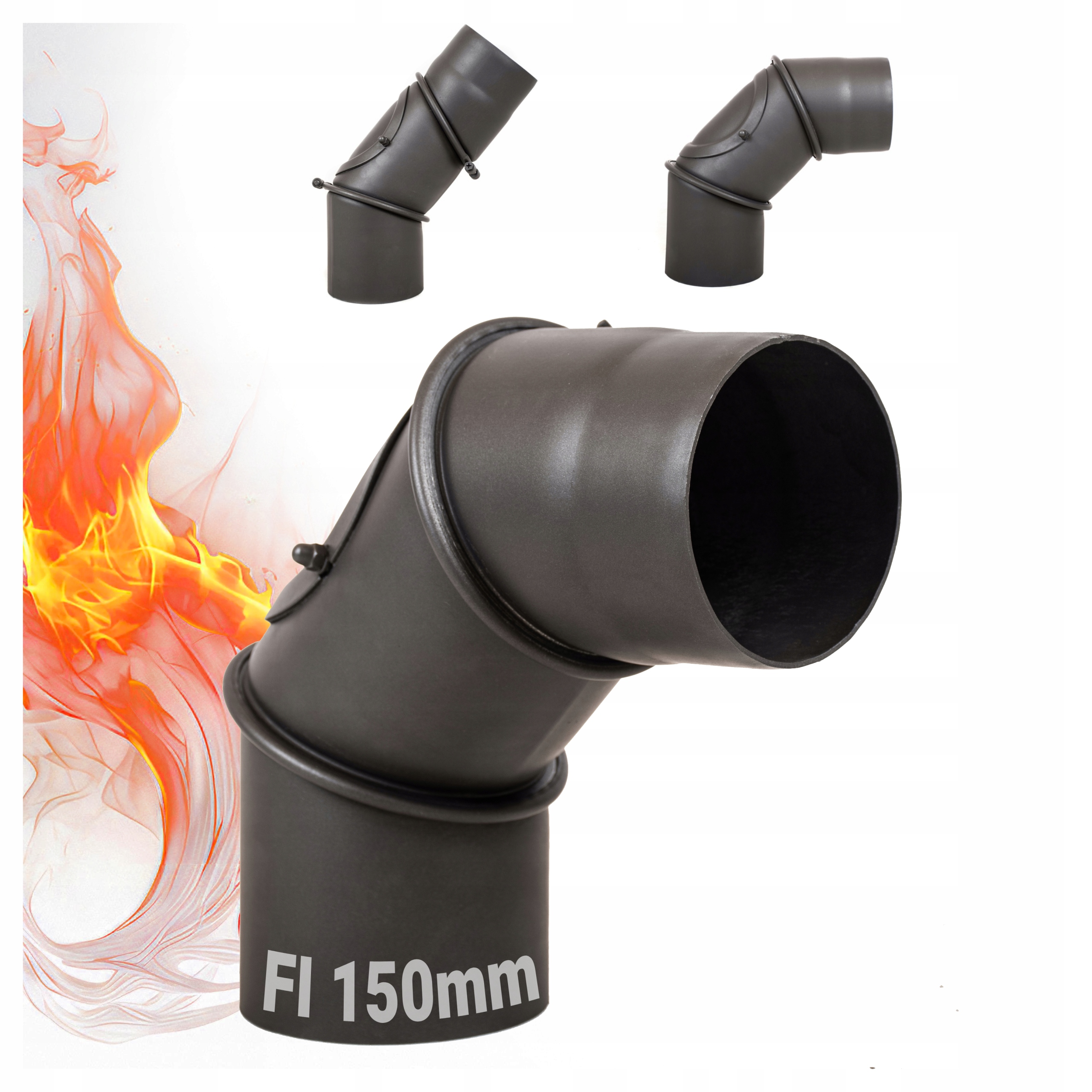 KOLANKO KOLANO DYMOWE DO PIECA FI 150 PIEC REWIZJA REGULOWANE GRUBA BLACHA (0781457014948 ...