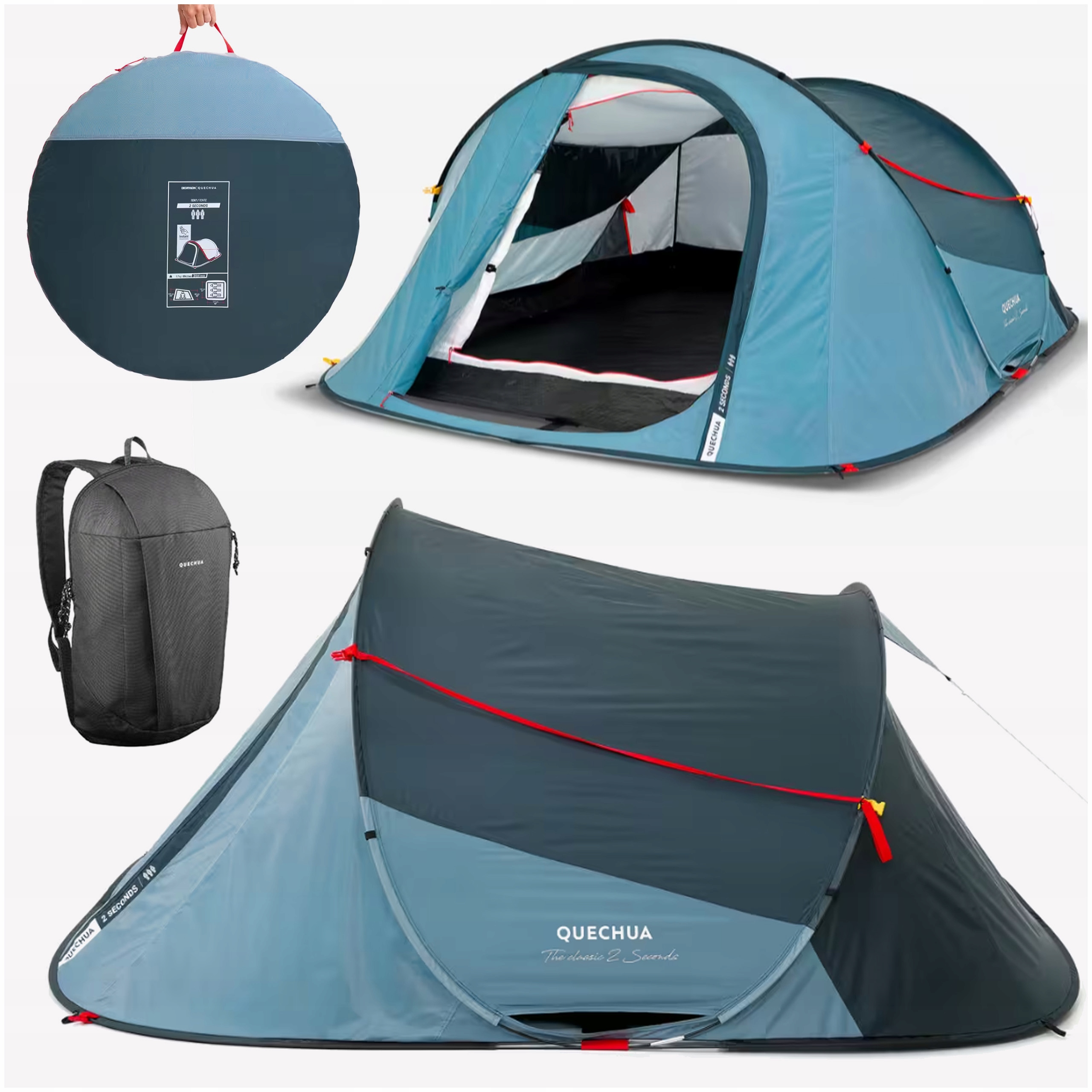 Namiot Decathlon 3-Osobowy Plażowy Tropik Kemping Quechua + Plecak ... Namiot Decathlon 3-Osobowy Plażowy Tropik Kemping Quechua + Plecak ...