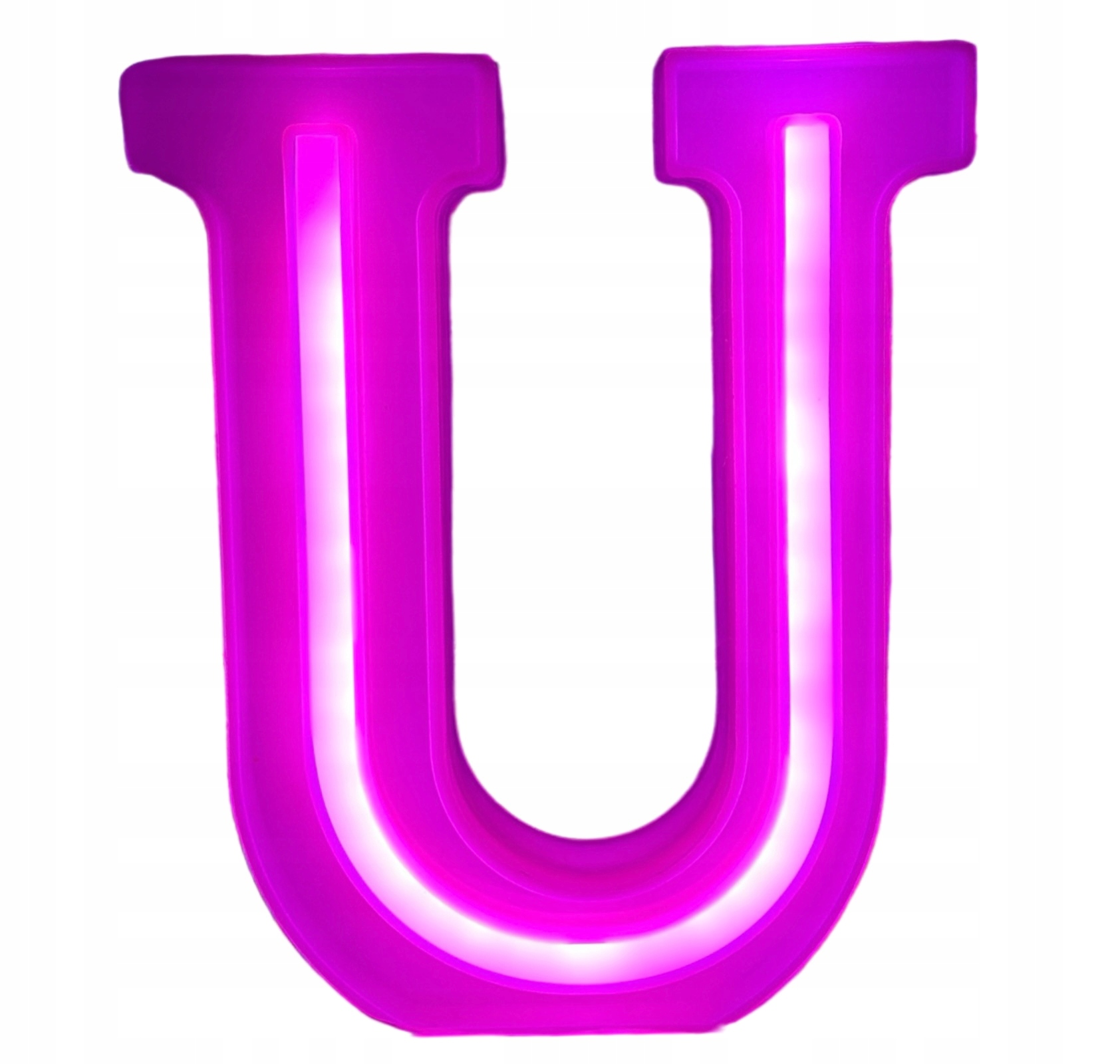 świecąca literka litera U Podświetlana Led Neonowa Neon Fioletowa 18cm ...