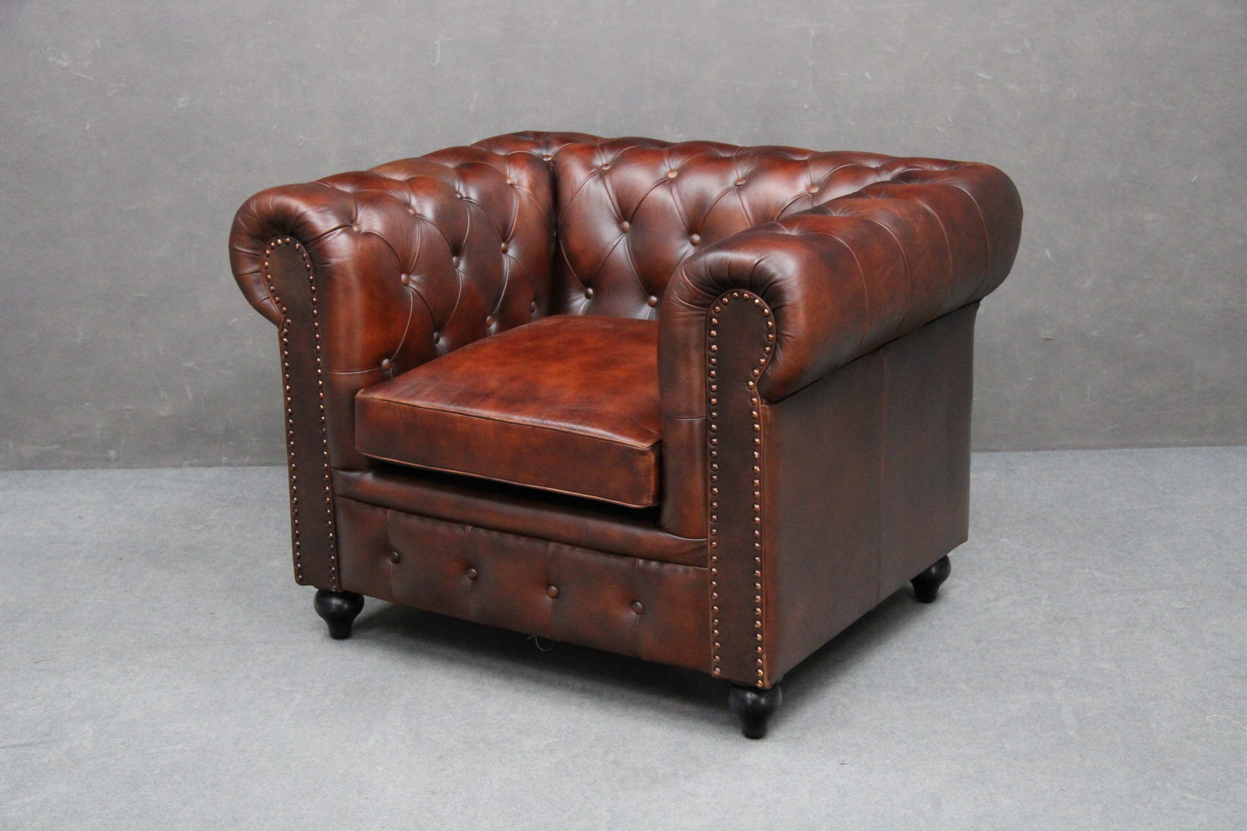 Fotel SKÓRZANY Brąz Skóra Naturalna CHESTERFIELD (B 6270 BGM s.c ...