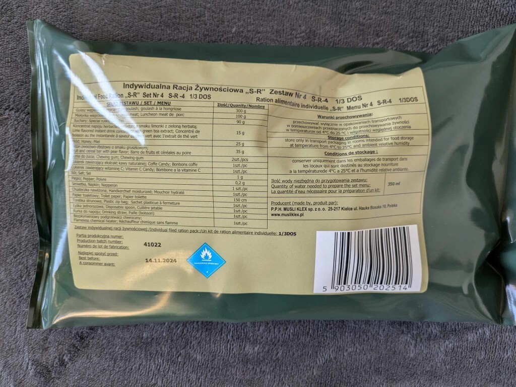 WOJSKOWA RACJA ŻYWNOŚCIOWA SR NR 9 SR9 (5903050202514) • Cena, Opinie ...