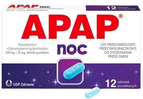 Apap Noc paracetamol 500 mg lek przeciwbólowy 12 t (5909990960125 ...