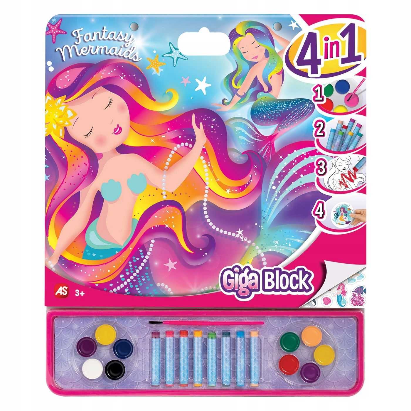 Giga Blok 4w1 Kolorowanka Syrenka, kredki, farby • Cena, Opinie - Allegro