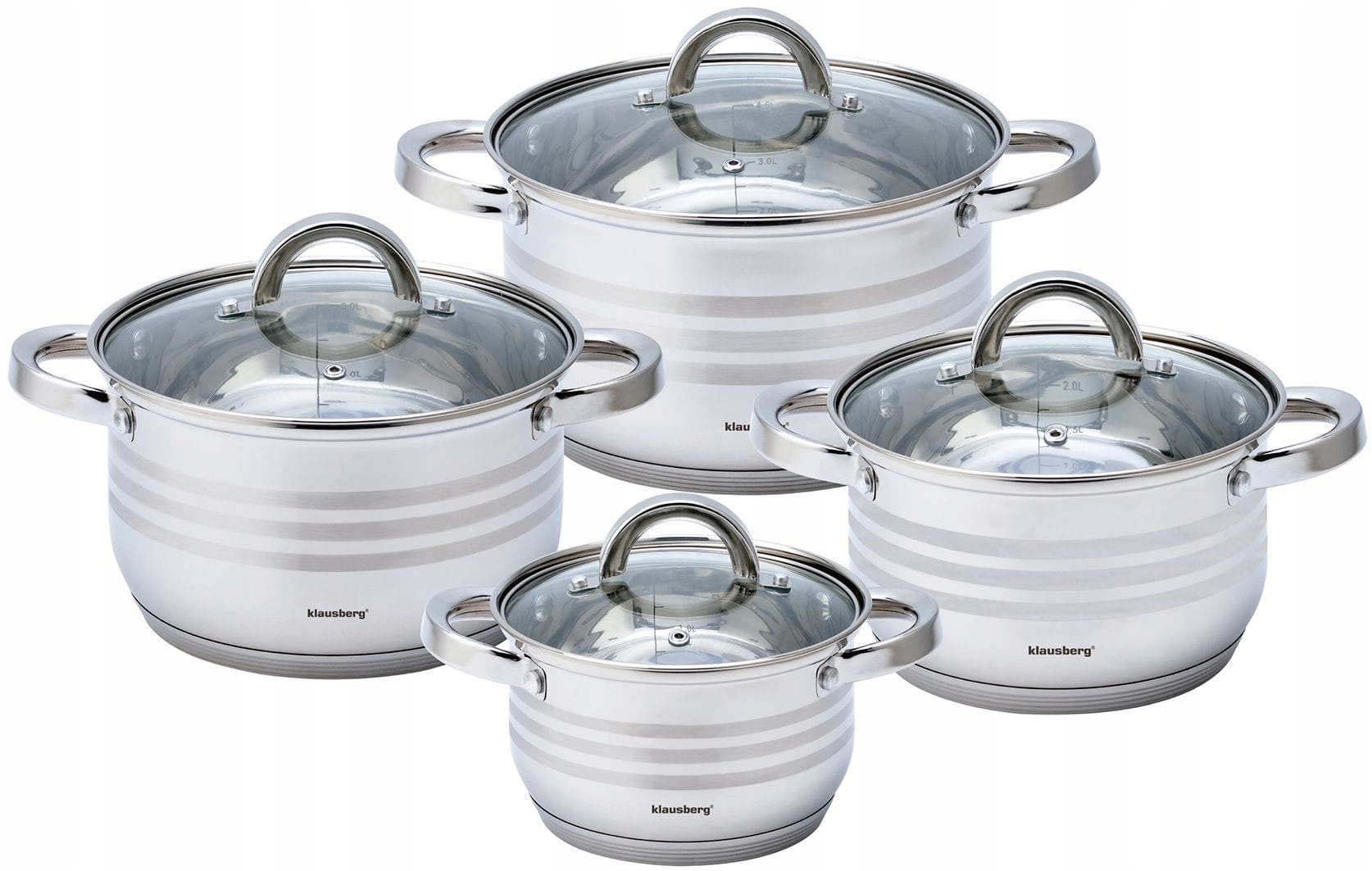 Garnki komplet 8 elementów Zestaw garnków stal nierdzewna indukcja gaz ...