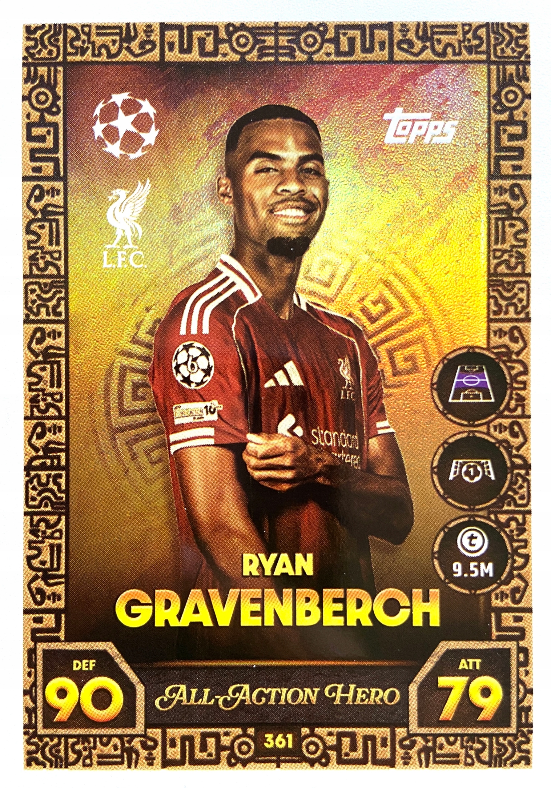 TOPPS MATCH ATTAX 2025/26 ALL-ACTION HERO 361 RYAN GRAVENBERCH LIVERPOOL, • Ár, Vélemények - Allegro