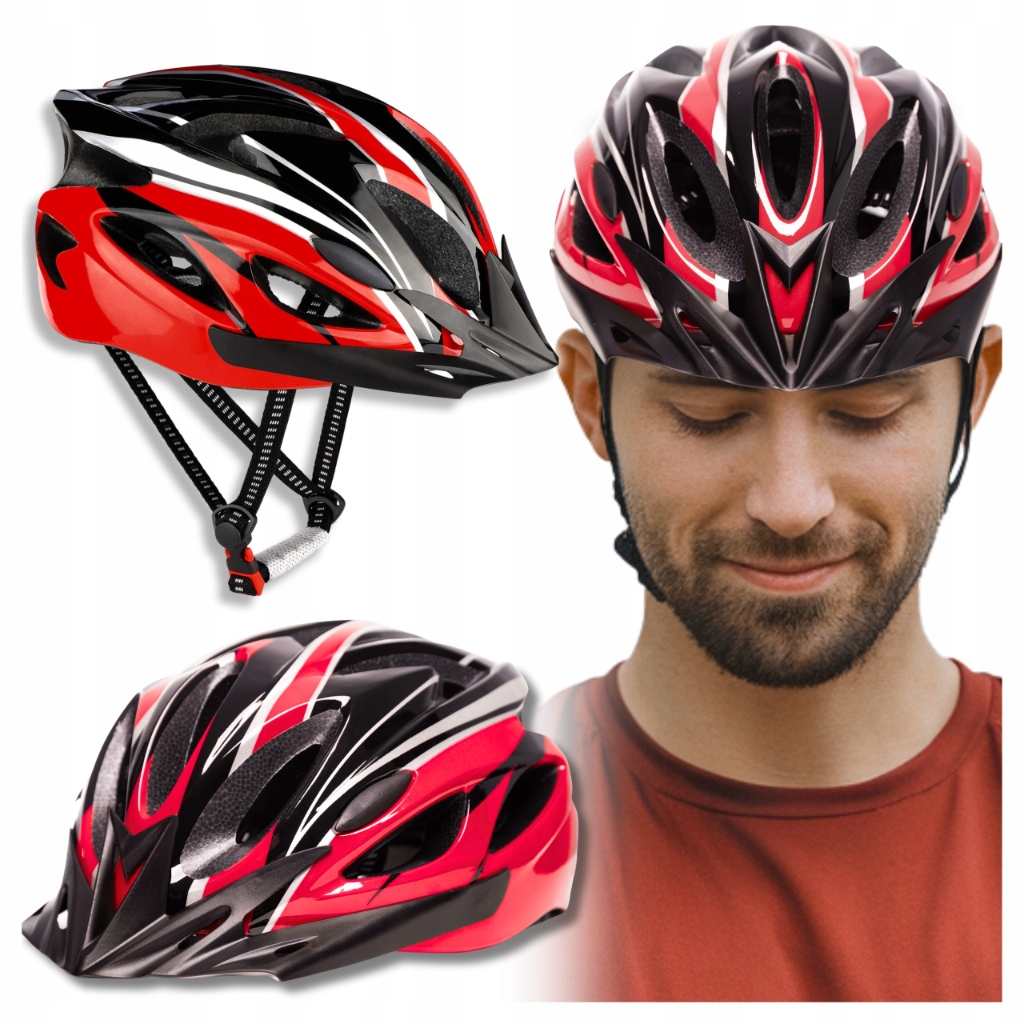 Kask Rowerowy Szosowy MTB z Daszkiem Męski na Rower Regulowany 54-62 cm ...