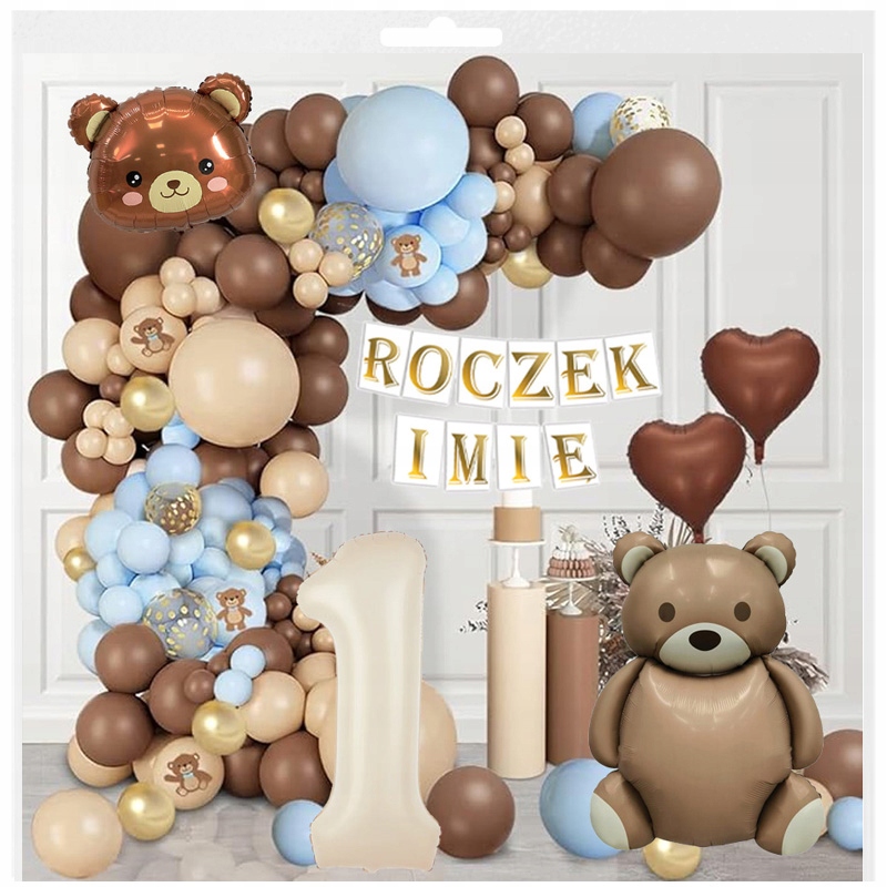 BALONY NA ROCZEK 1 PIERWSZE URODZINY GIRLANDA BALONOWA MIŚ SERCE BOHO BANER (5907187400966 ...