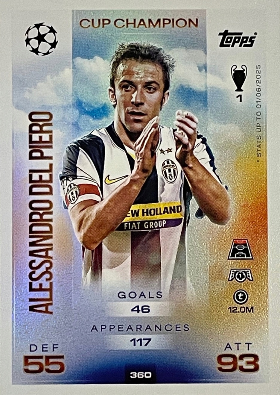 TOPPS MATCH ATTAX 2025 2026 CUP CHAMPION Alessandro del Pierro JUVENTUS ...