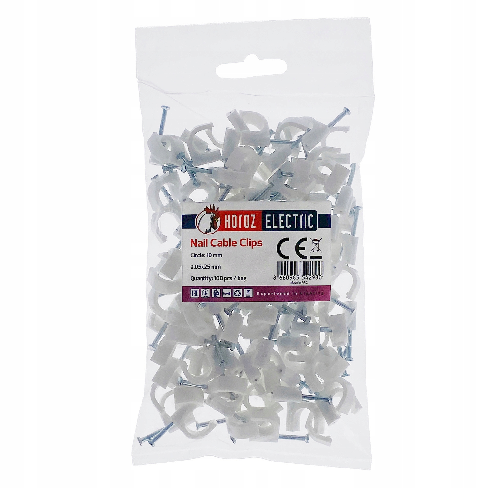 HOROZ Kábelrögzítő, kerek, FLOP típusú, fi 10mm, fehér [100 db-os csomag], (8680985542980) • Ár ...
