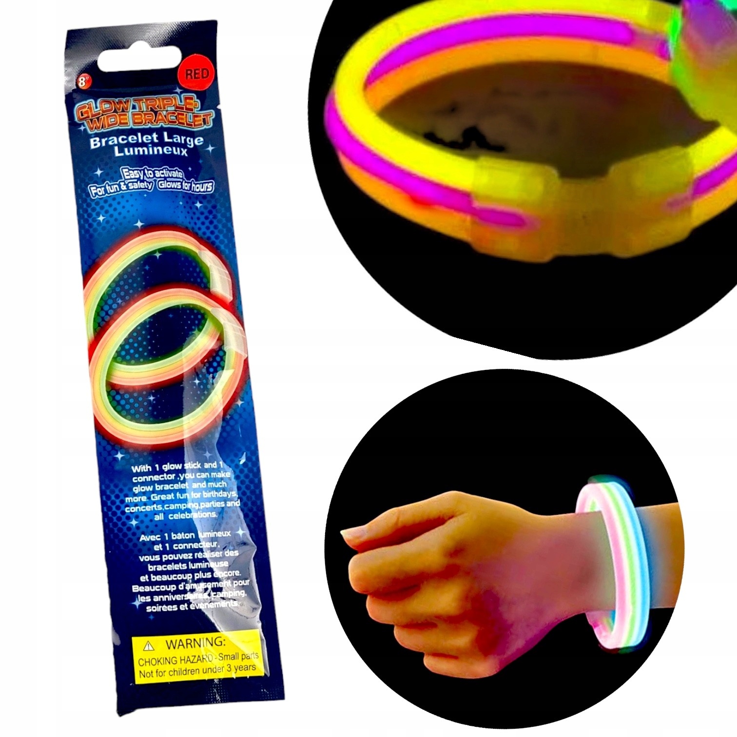 Opaska FLUO światło BRANSOLETKA glow stick NEON bransoletki ŚWIETLIKI ...