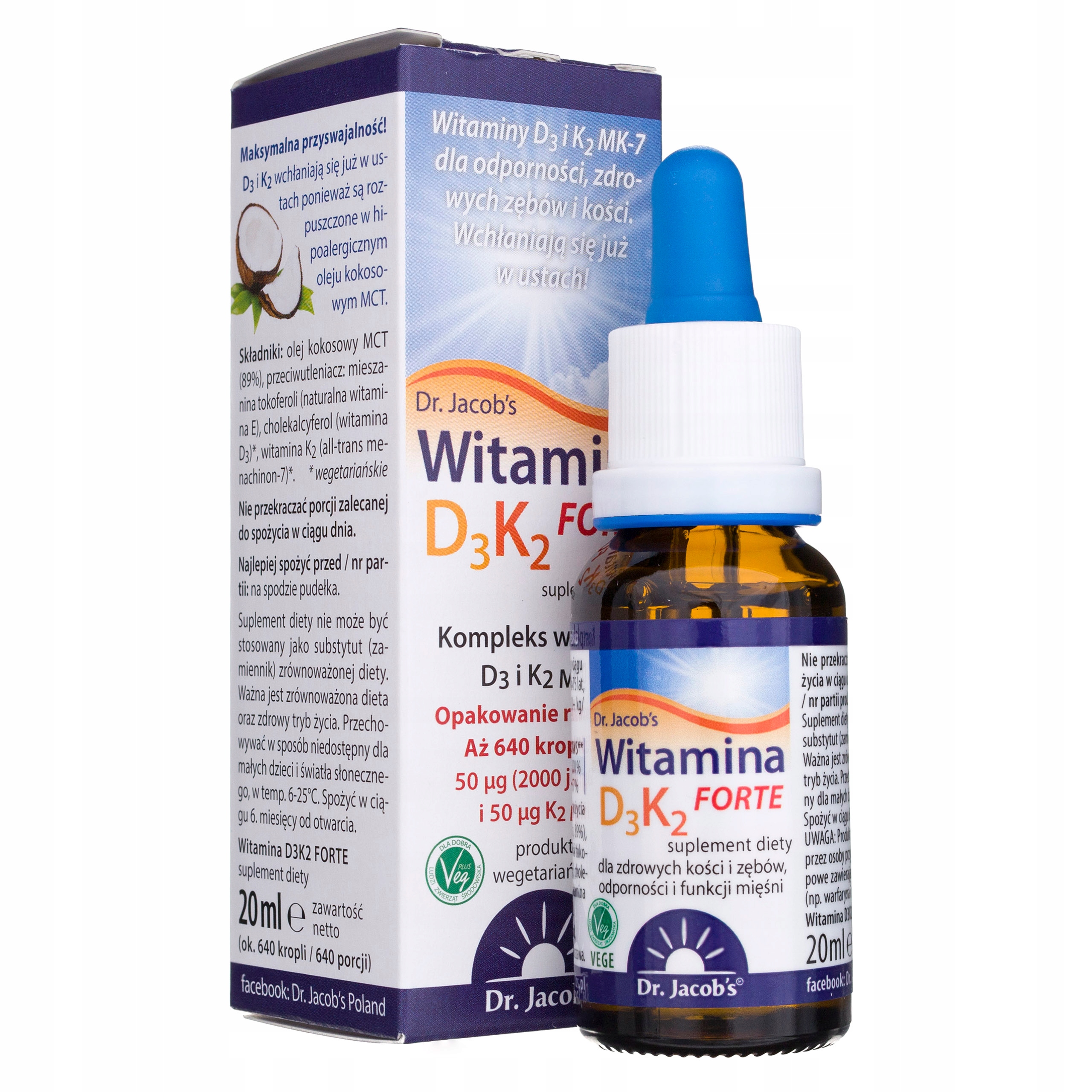 DR JACOBS WITAMINA D3 K2 MK-7 FORTE 20 ML VEGAN Odporność 8998883634 ...
