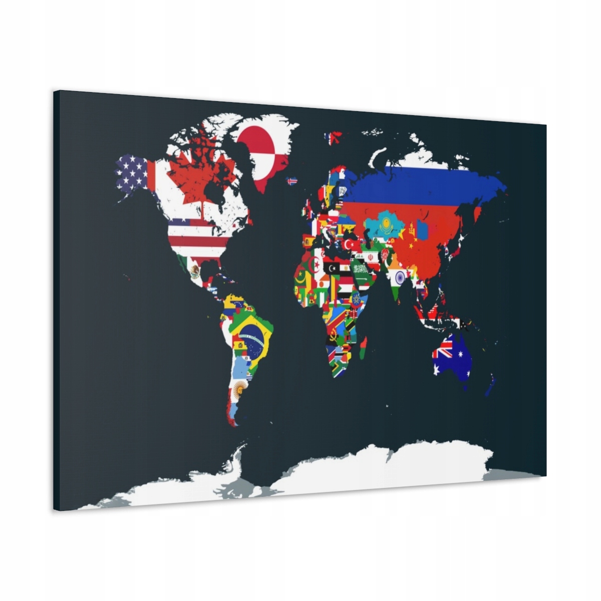 Obraz na płótnie MAPA ŚWIATA FLAGI PAŃSTW w kształcie krajów 80x60 ...