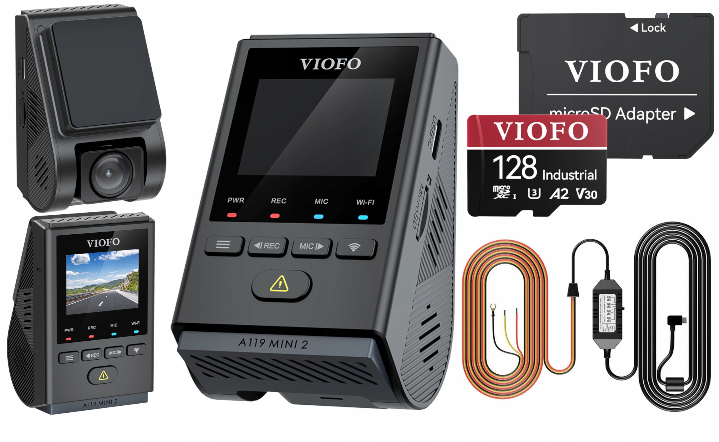 VIOFO A119 MINI 2 MODUŁ GPS WIFI 2,5K + ACC + KARTA PAMIĘCI VIOFO 128GB ...