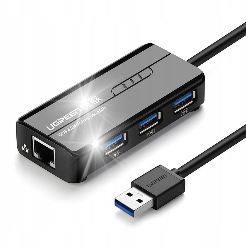 ADAPTER SIECIOWY ETHERNET HUB USB - RJ45 1000Mbps / 3x USB 3.0 - UGREEN ...