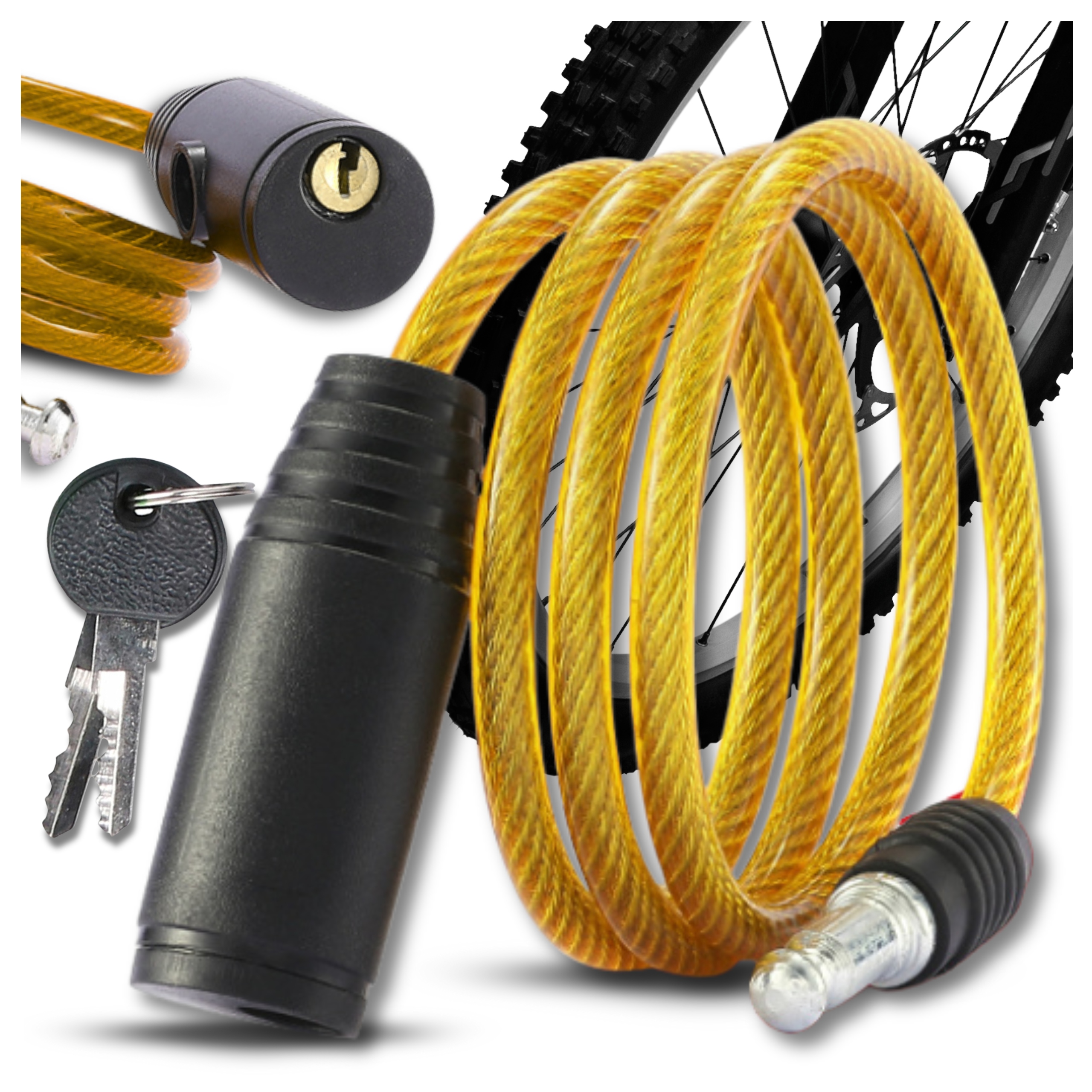 ZAPIĘCIE ROWEROWE BLOKADA DO ROWERU ZABEZPIECZENIE NA KLUCZYK MOCNA LINKA - 4016232062095 ...