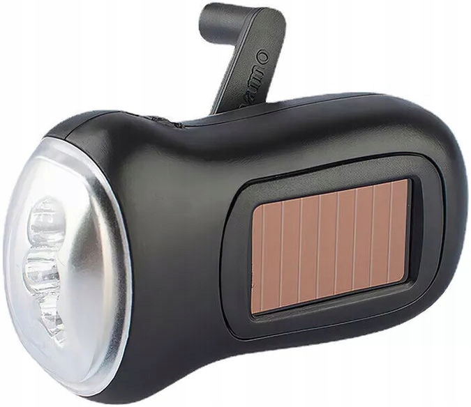 Latarka Solarna z Korbką LED Dynamo Nakręcana Akumulátorová Reflektor - Allegro