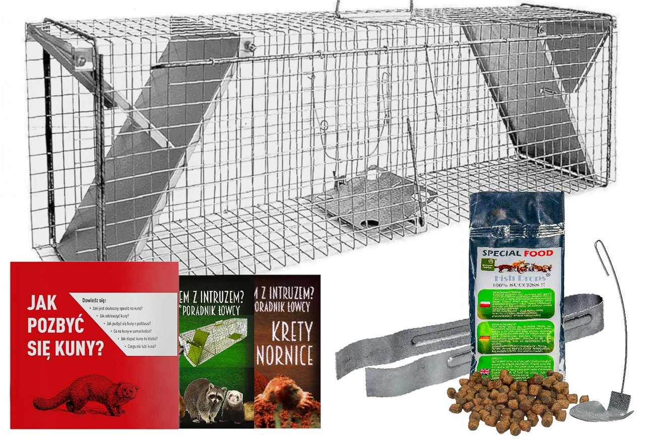 PUŁAPKA ŻYWOŁOWNA ŻYWOŁAPKA NA KUNY ŁASICE GRYZONIE 102X17X20 + GRATISY ...