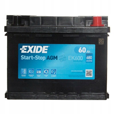 EXIDE EK600 AGM 60Ah 680A START STOP P+ 3661024036498 za 580.00PLN z ...