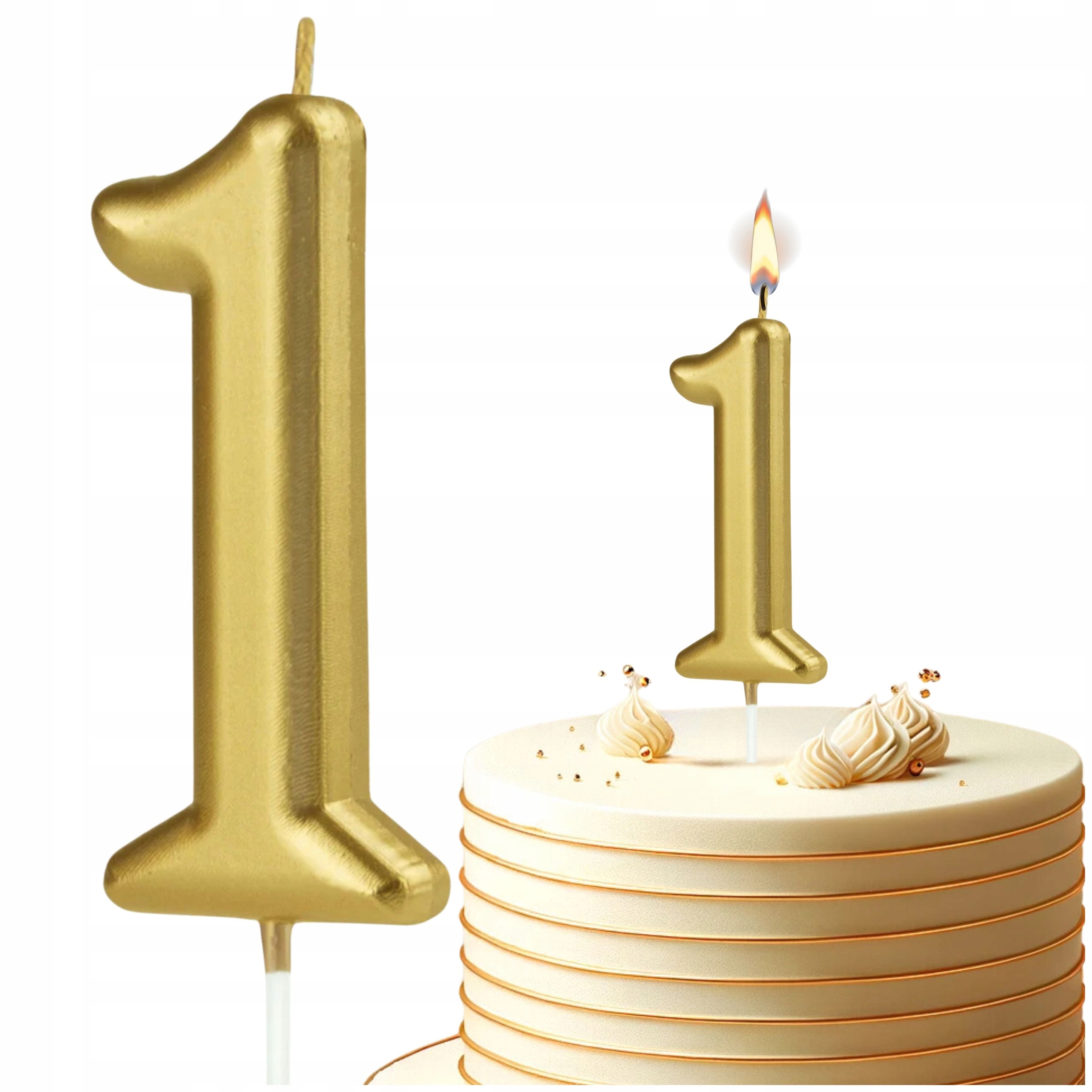 ŚWIECZKA URODZINOWA CYFRA 1 JEDEN ZŁOTA JEDYNKA NA TORT ROCZEK URODZINY ...