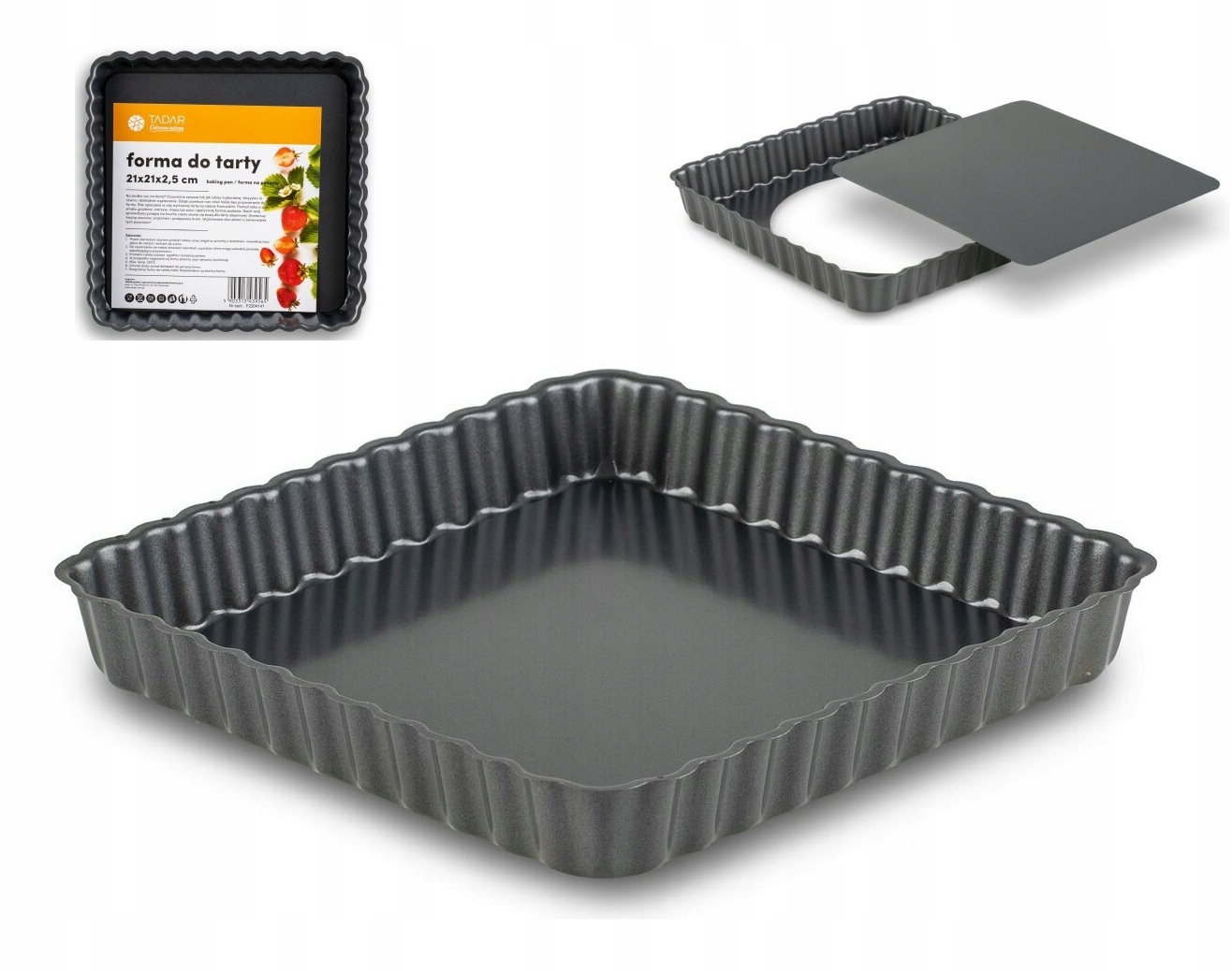 Forma do tarty z wyjmowanym dnem 21x21x3cm Tadar (5903313439565) • Cena ...