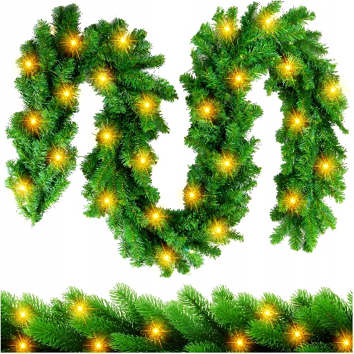 GIRLANDA CHOINKOWA ŁAŃCUCH ŚWIĄTECZNA 280 CM SZTUCZNA ZIELONA GĘSTA 2,8M (5900779944961) • Cena ...