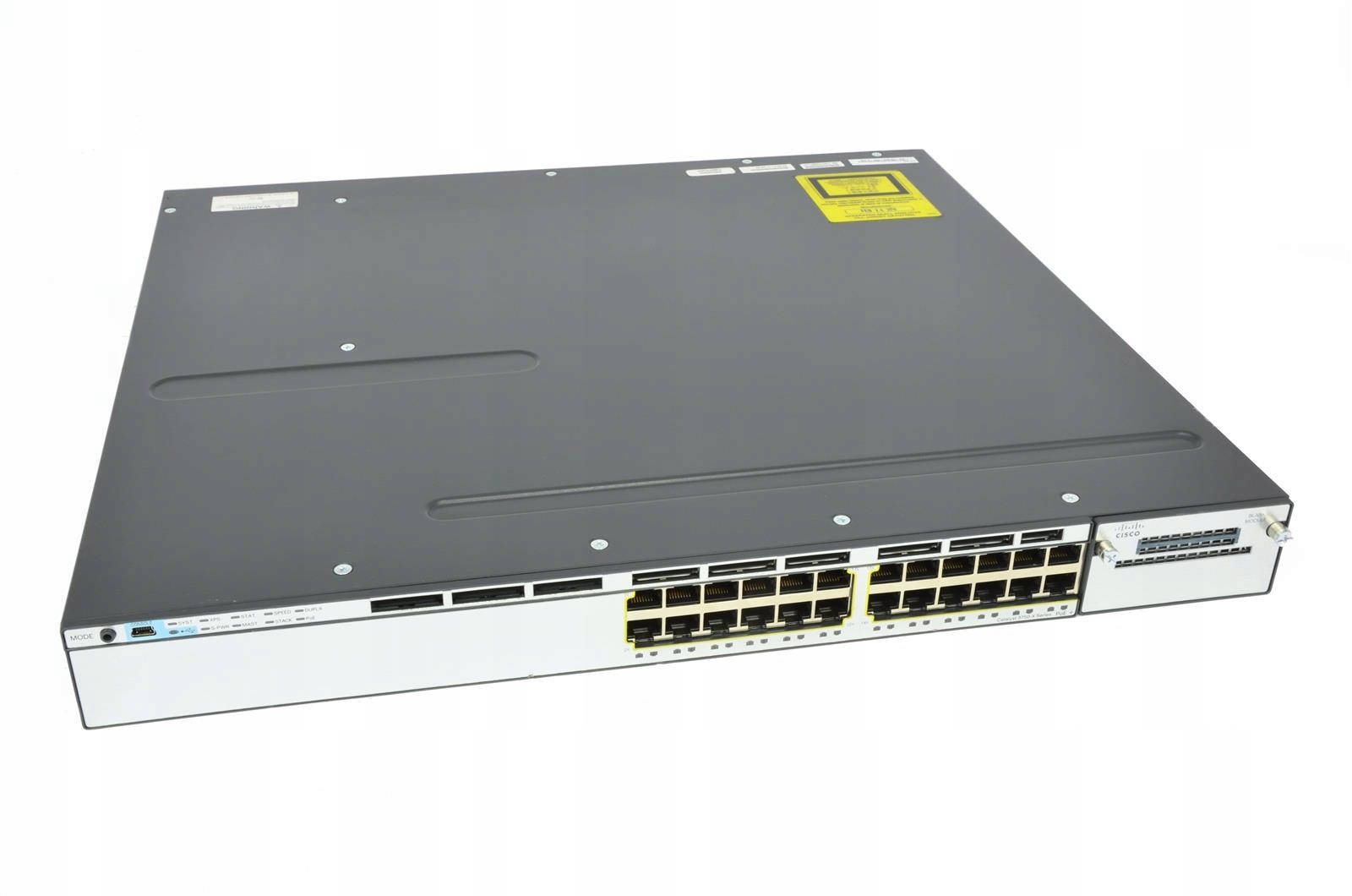 WS-C3750X-24P-S Switch CISCO 24x1G RJ45 PoE+ 435W IP Base L3 1U Stack ...