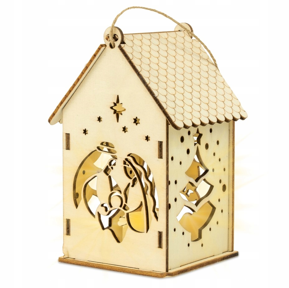 DOMEK DREWNIANY LATARNIA ŚWIĄTECZNY LAMPION LED Podświetlany ADWENTOWY DOM (5903760473884 ...