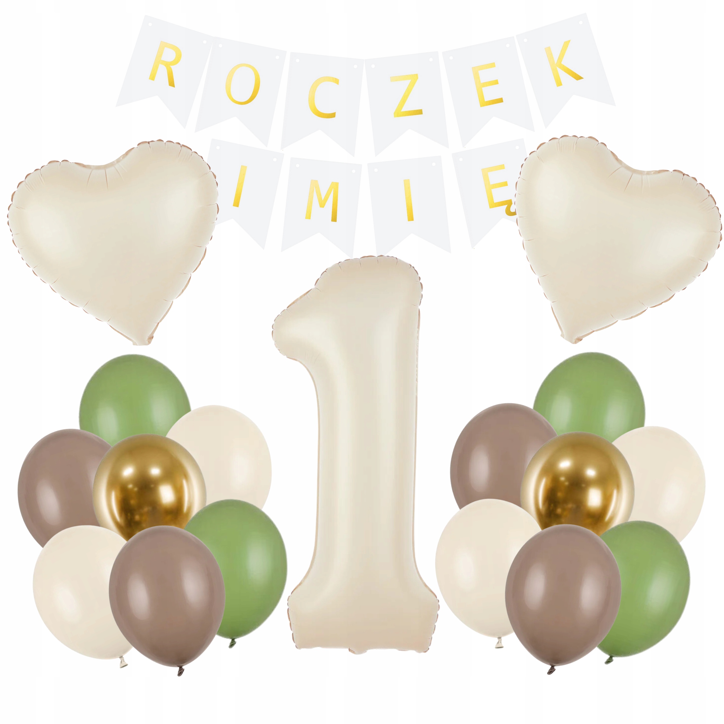 Balony na Roczek Zestaw Balonów Cyfra 1 Baner z Imieniem na Roczek ...